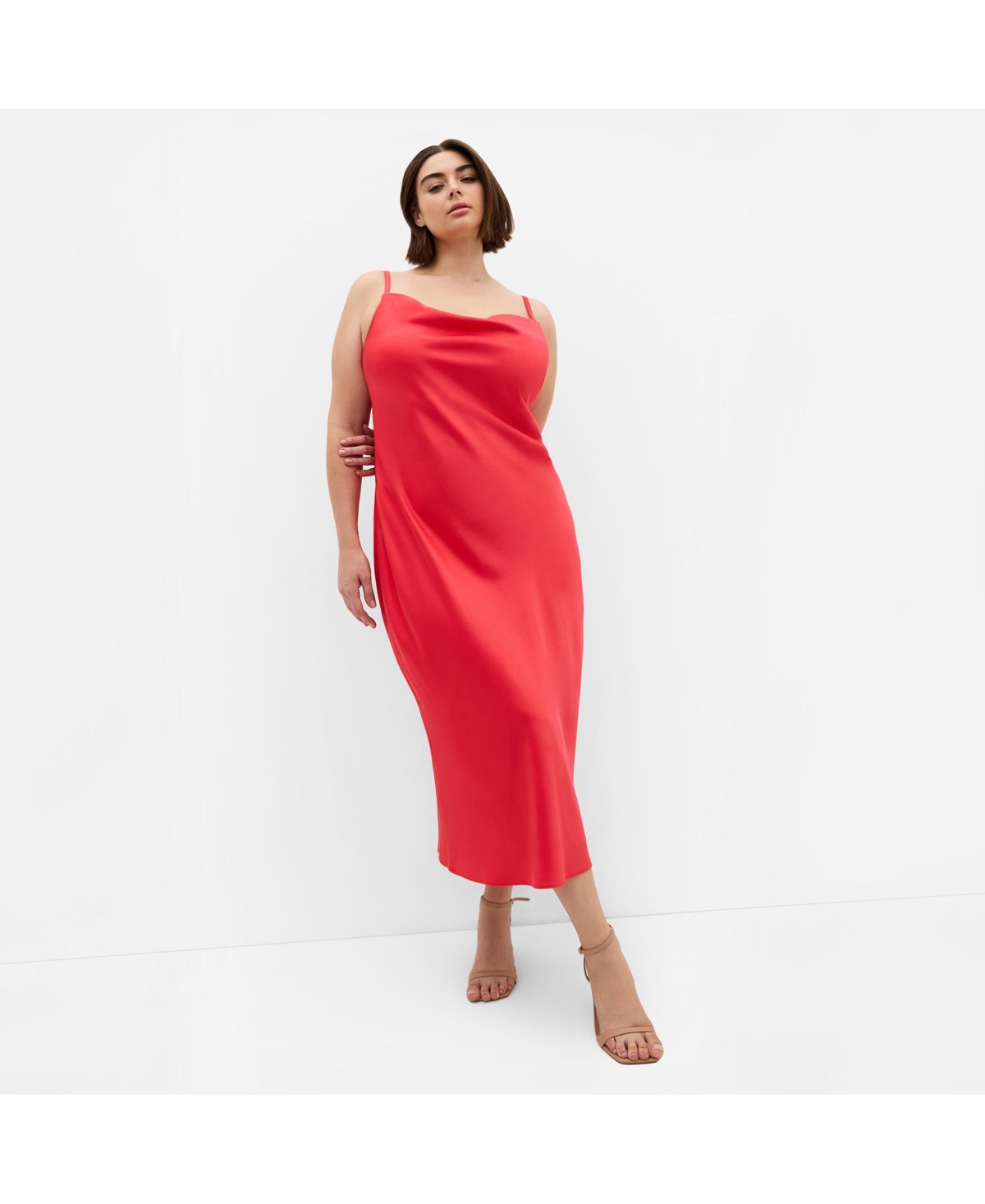 Click here for City Chic Womens Sadie Satin Slip Dress - Watermel... prices