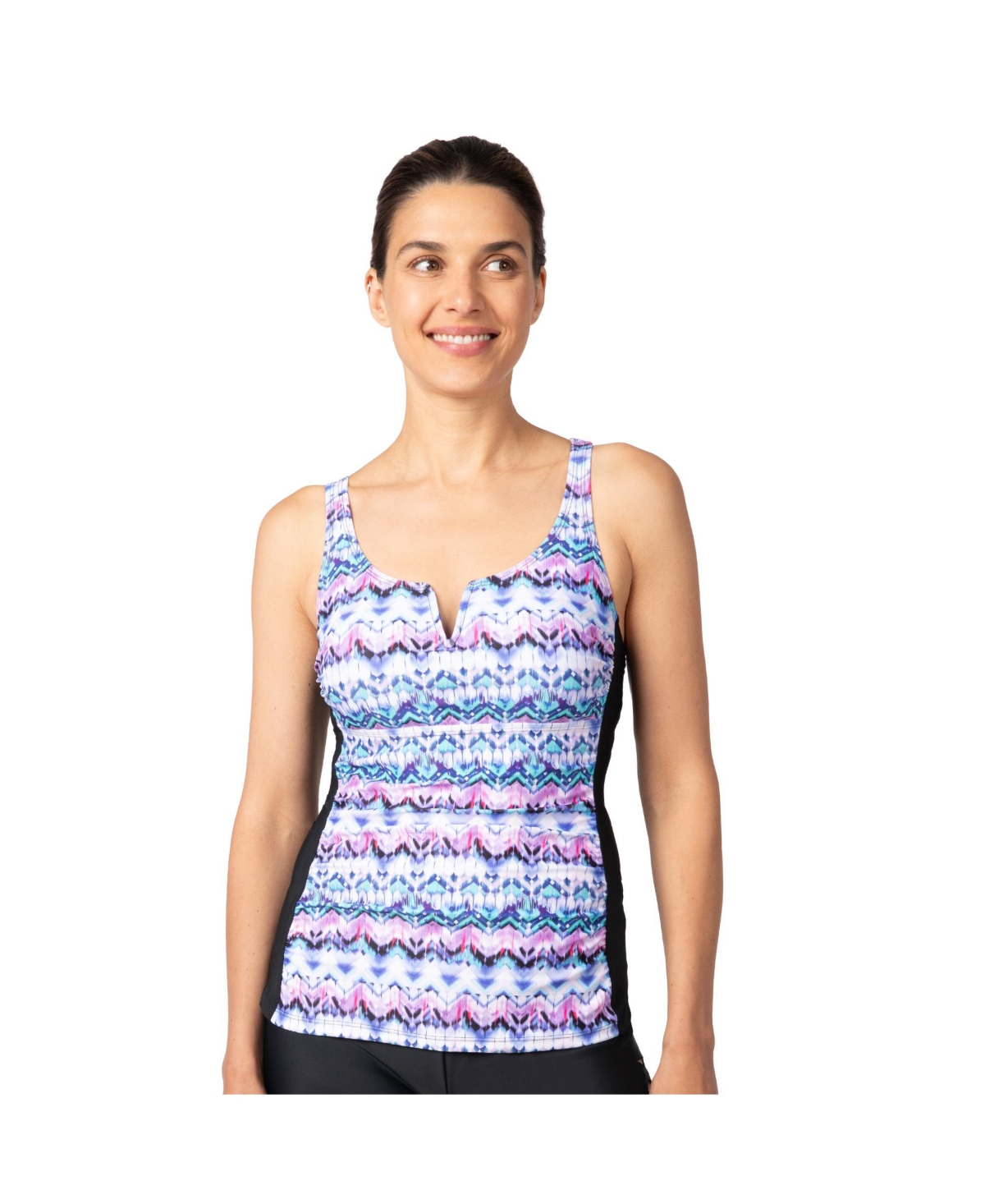 Click here for Free Country Womens Notch Front Tankini Top - Ikat... prices