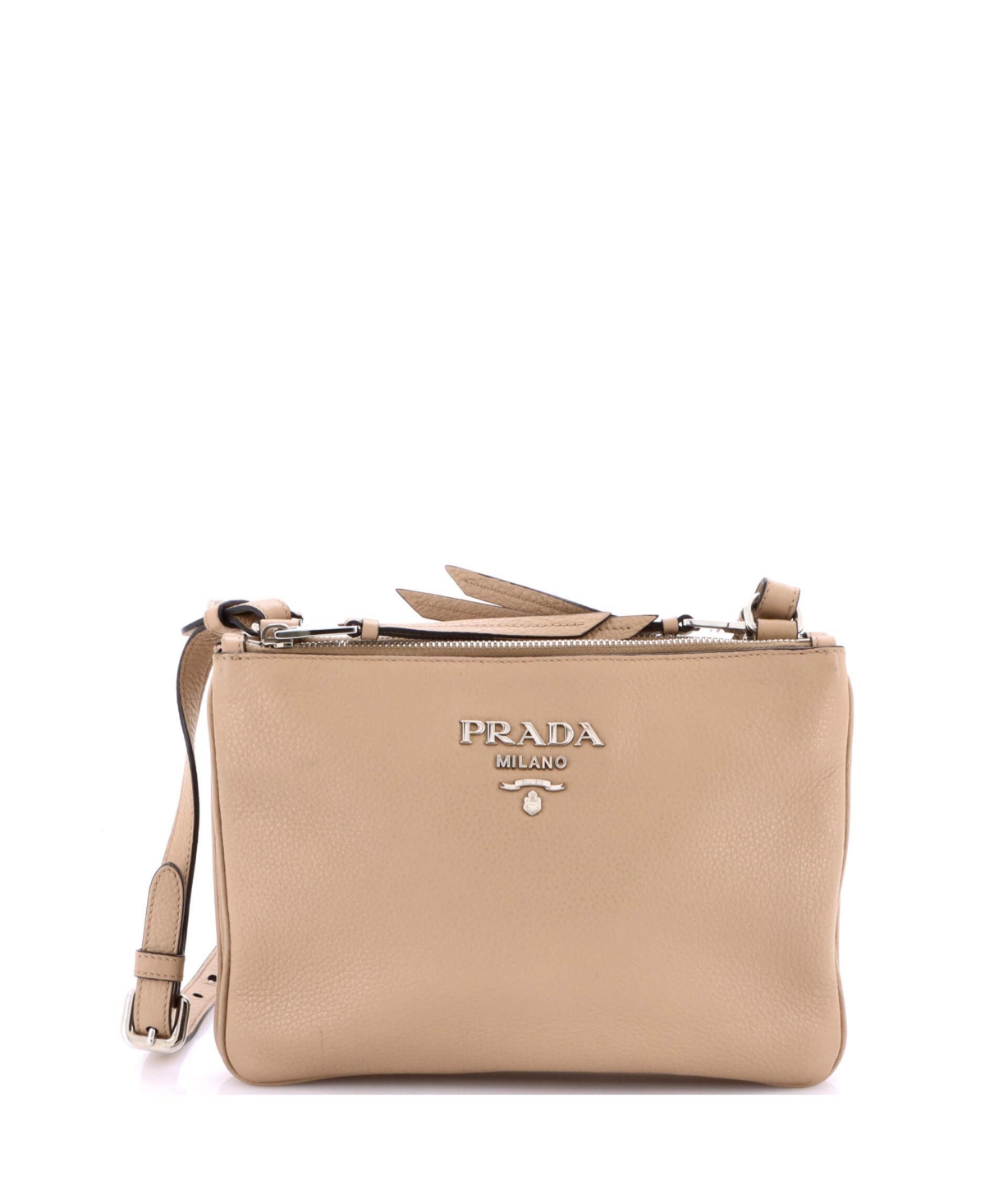 Click here for Pre-Owned Prada Small Double Zip Crossbody Bag Vit... prices