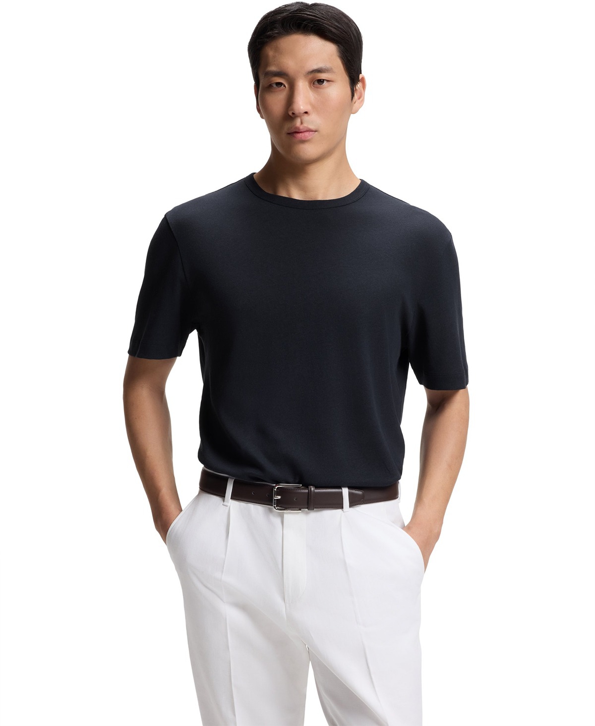 Click here for Boss By Hugo Boss Mens Cotton Linen Regular-Fit T-... prices