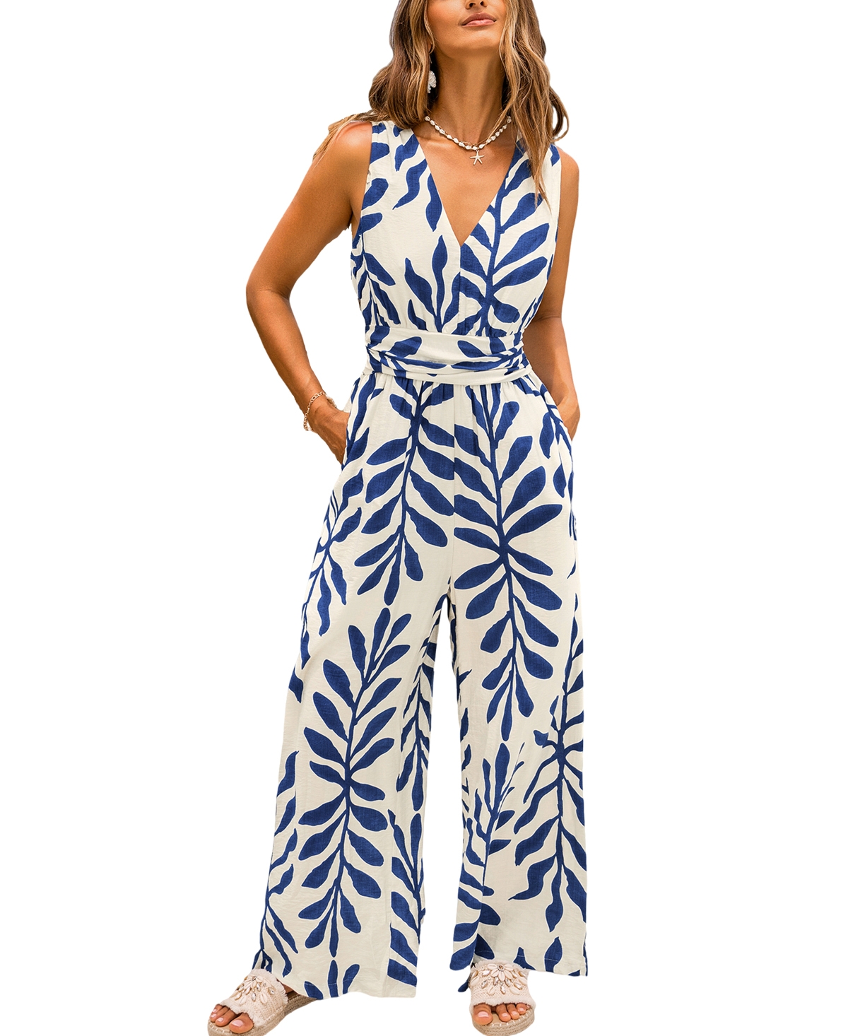 Click here for Cupshe Womens Yachting Tropical Jumpsuit - White prices