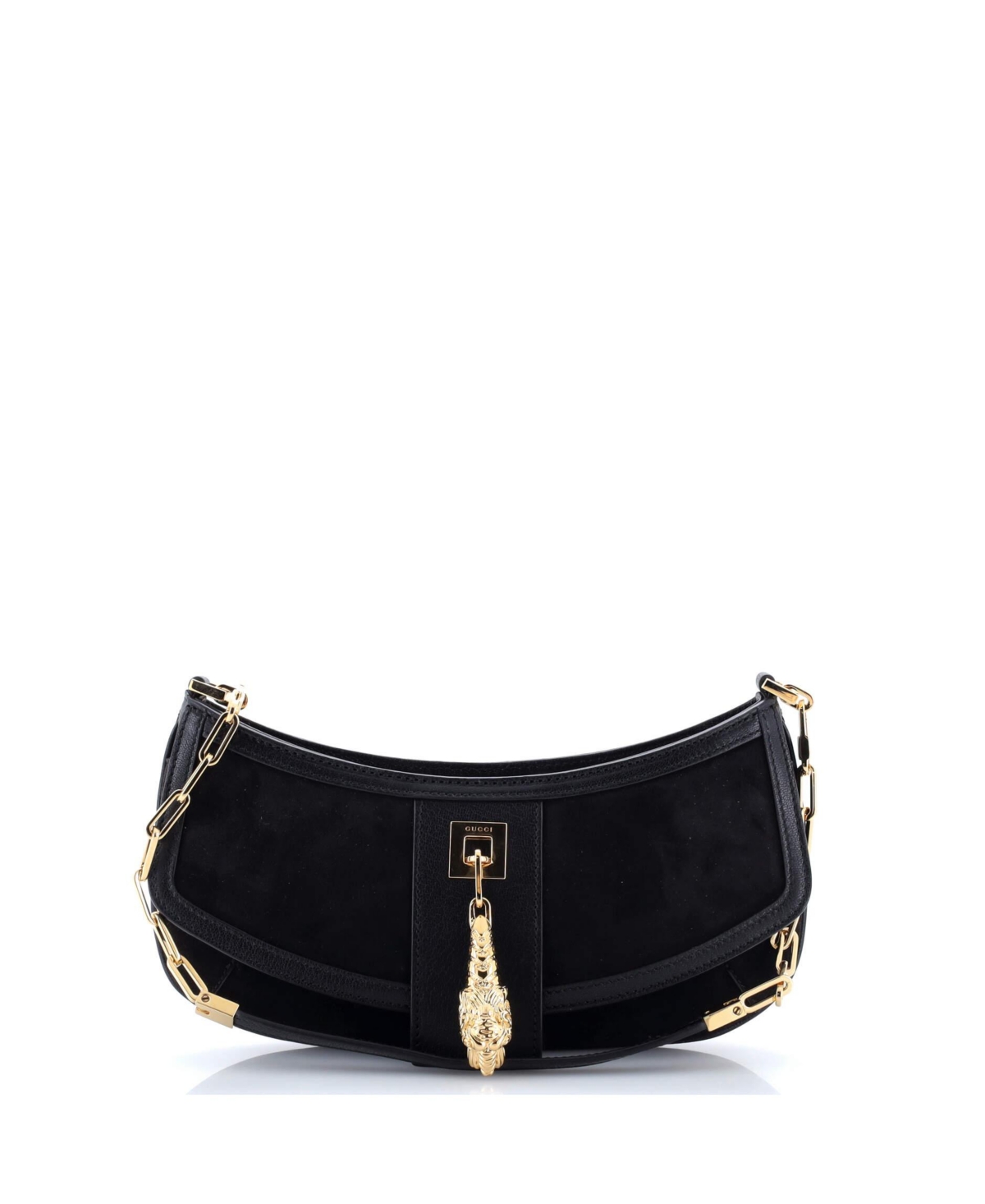 Click here for Pre-Owned Gucci Small Tiger Head Chain Clutch Sued... prices