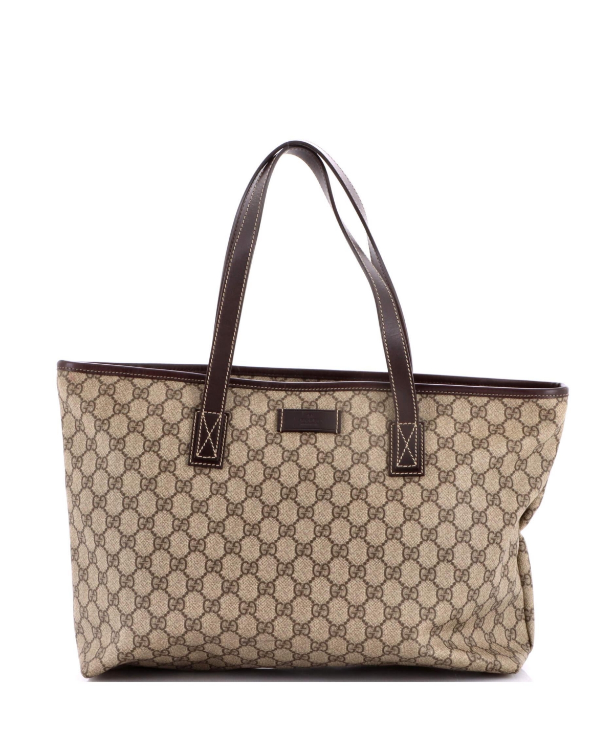 Click here for Pre-Owned Gucci Medium Plus Tote Gg Coated Canvas... prices