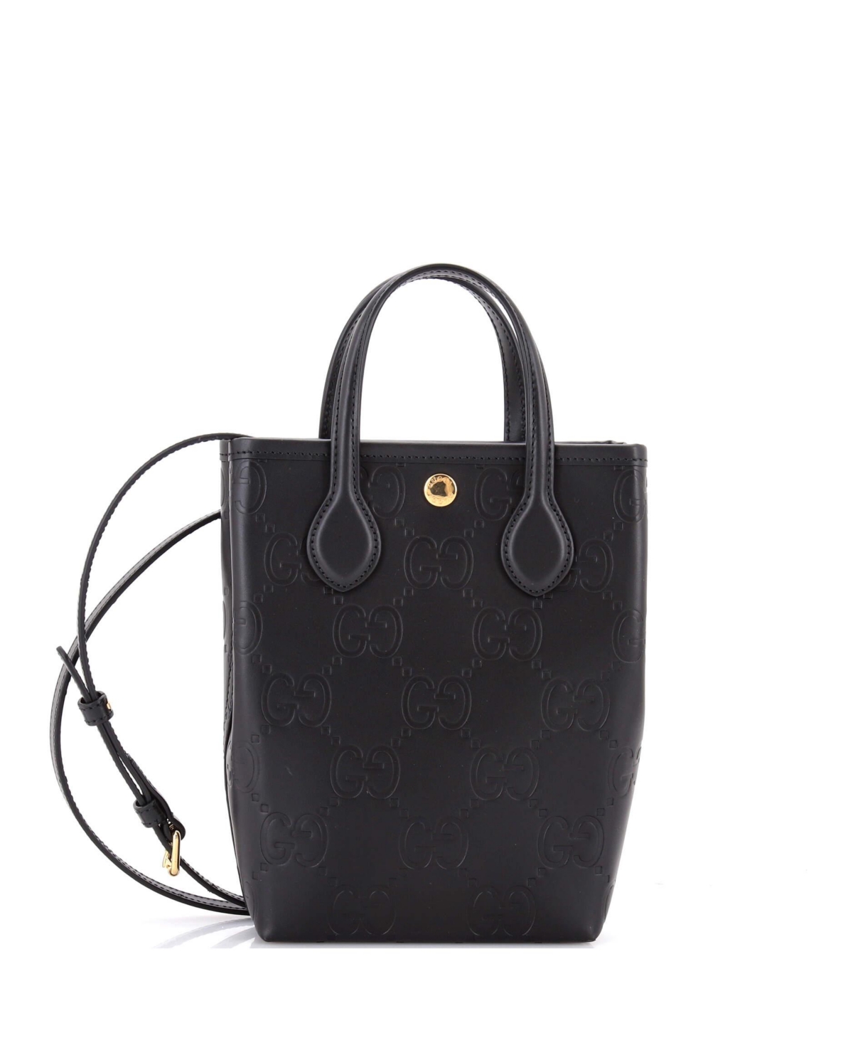 Click here for Pre-Owned Gucci Mini Vertical Tote Gg Embossed Lea... prices