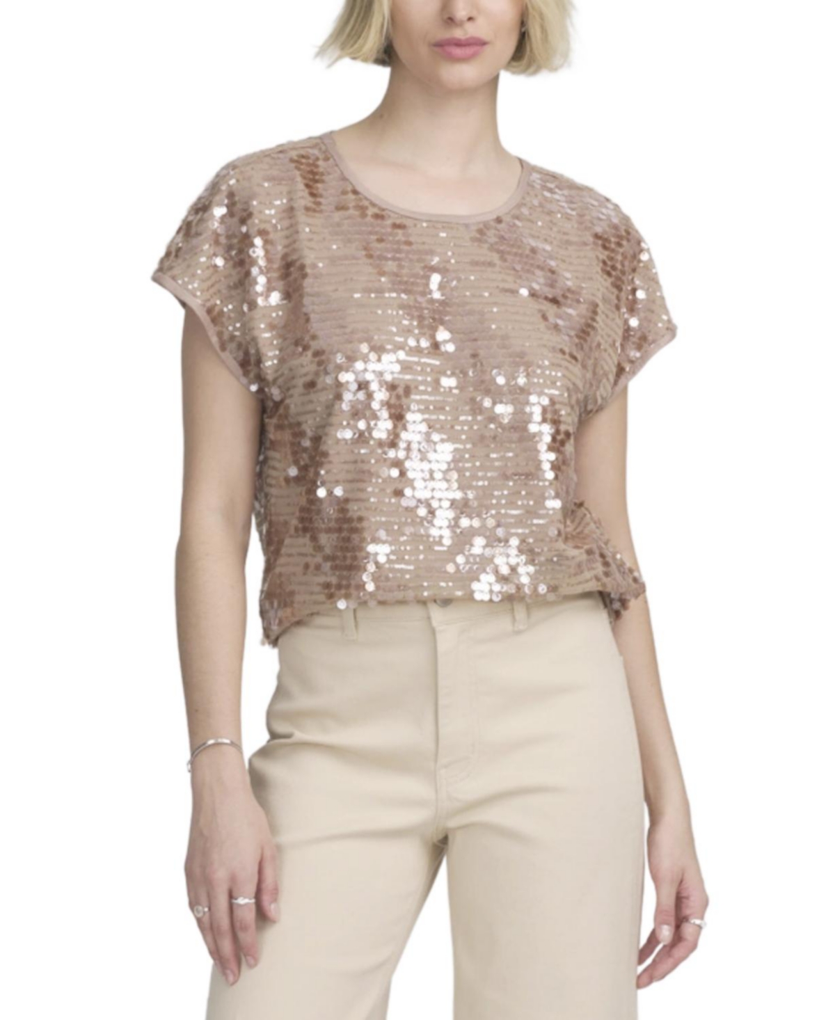 Click here for Elle Collection Womens Sequin Tee - Pink blush prices