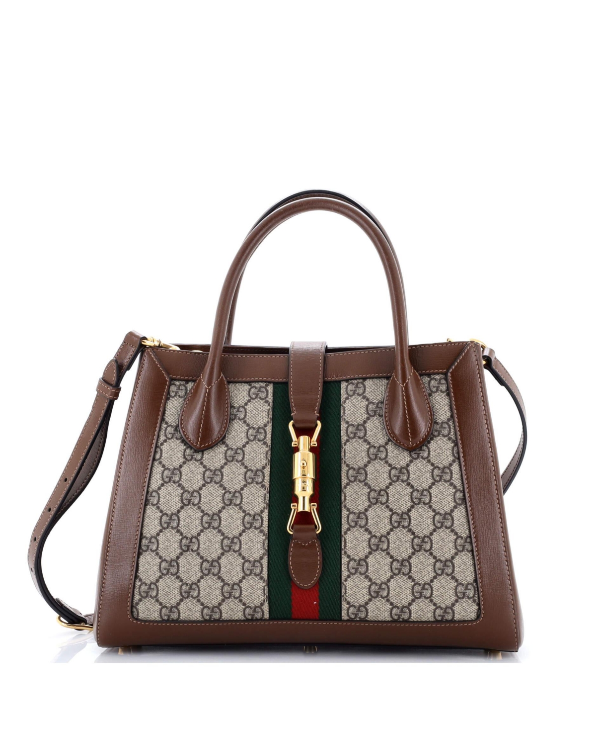 Click here for Pre-Owned Gucci Medium Jackie 1961 Web Tote Gg Can... prices