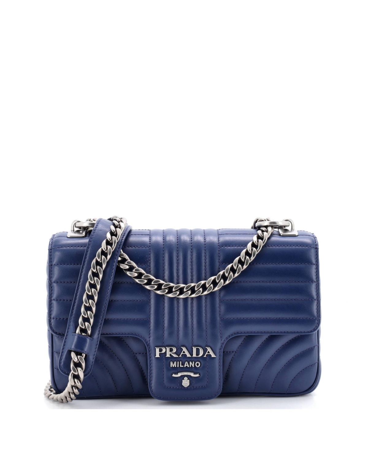 Click here for Pre-Owned Prada Medium Chain Flap Shoulder Bag Dia... prices