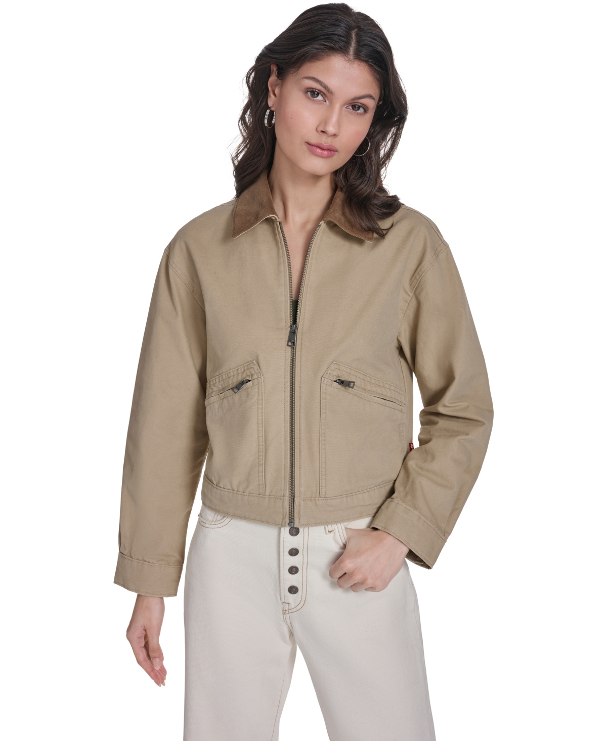 Click here for Levis Womens Cotton Utility Jacket - Tan/Cream Gin... prices