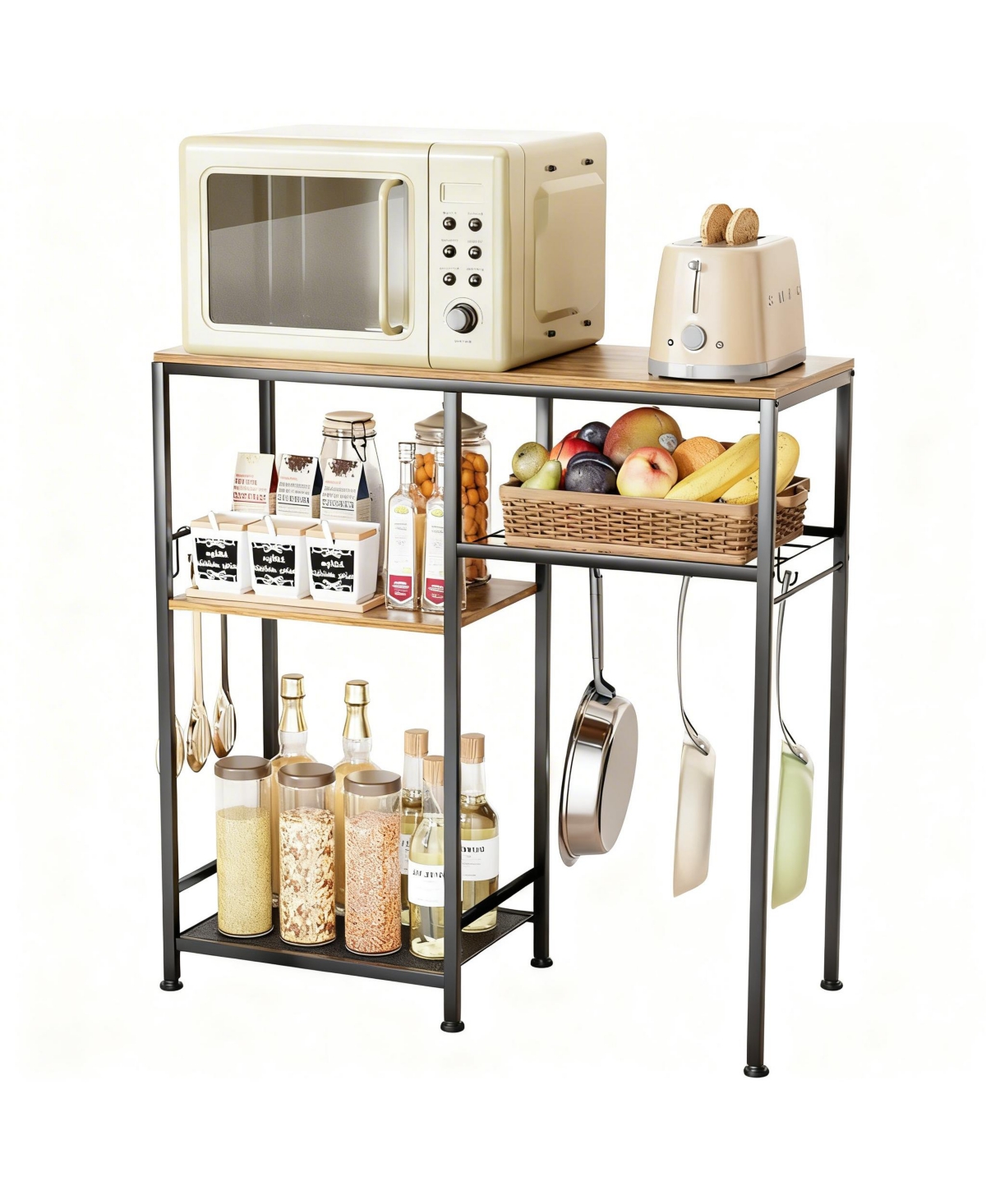 Click here for Yigii Microwave Stand Coffee Bar 3 Shelves 6 Hooks... prices