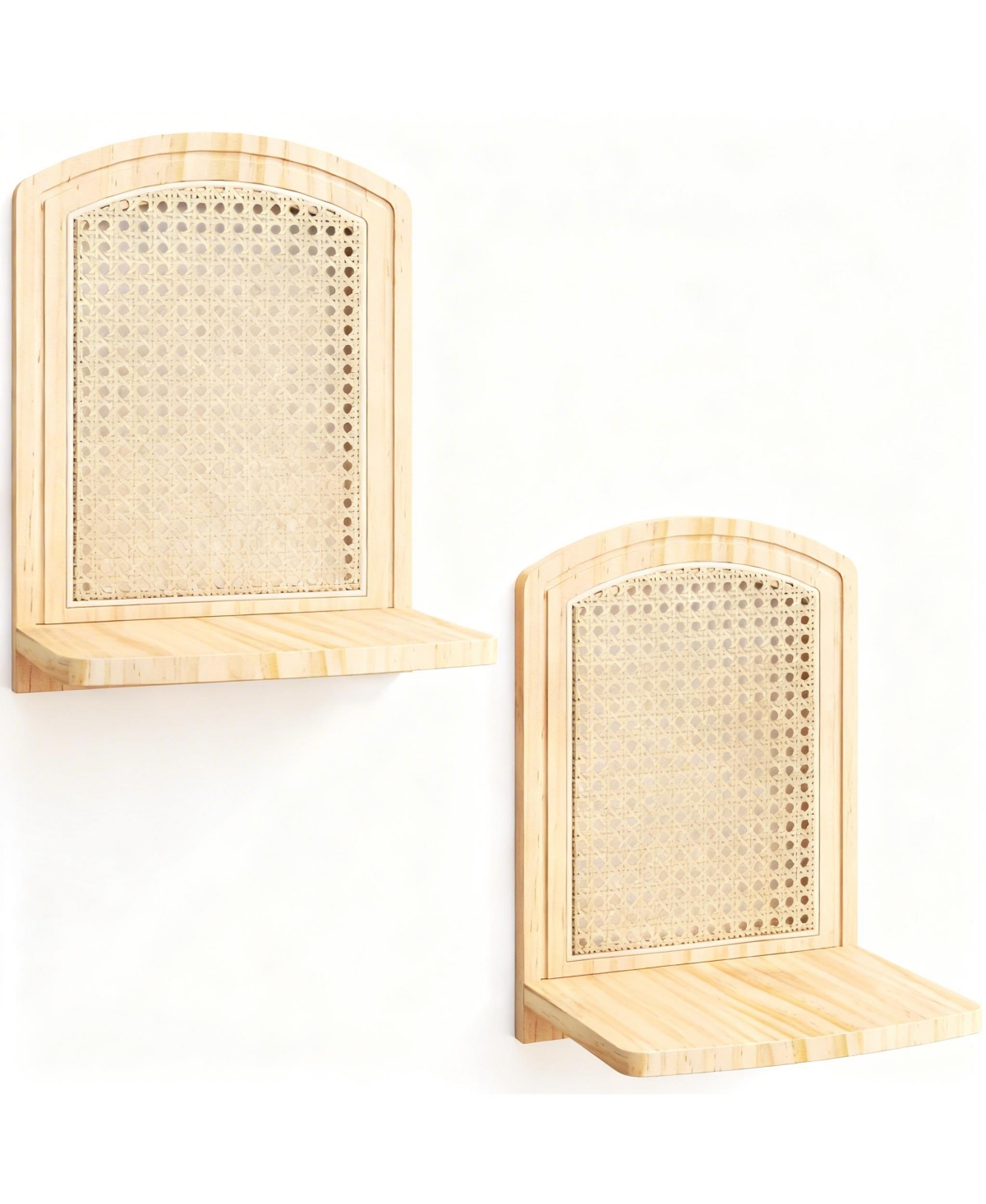 Click here for Yigii Wood Wicker Wall Shelf Boho Decor Display -... prices