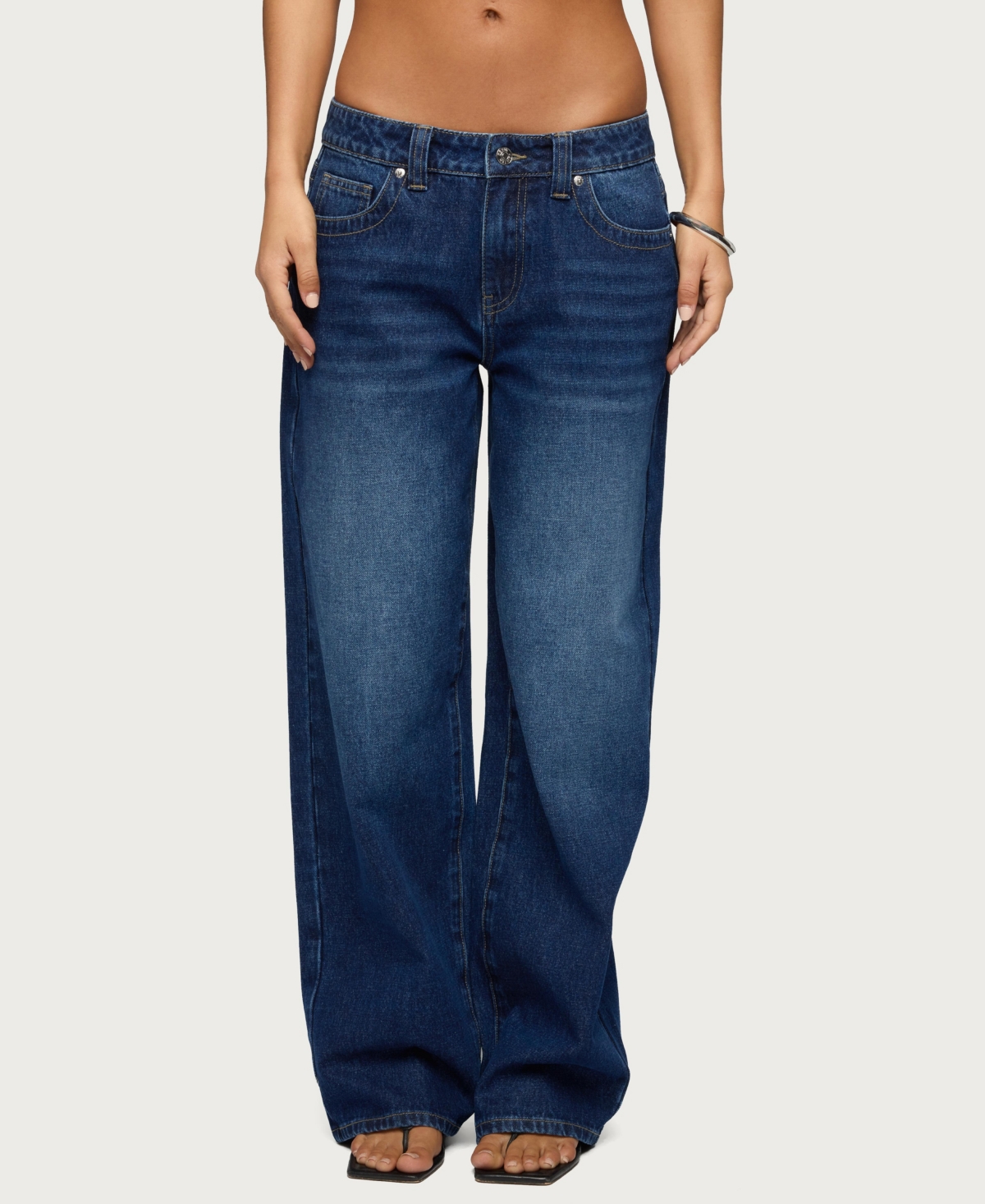 Click here for Edikted Womens Rivka Low Rise Baggy Jeans - Dark-b... prices