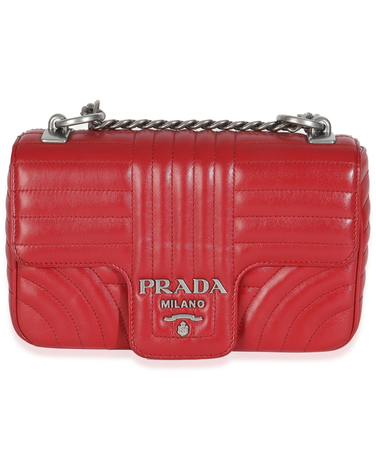 Click here for Pre-Owned Prada Red Soft Calfskin Impunture Diagra... prices