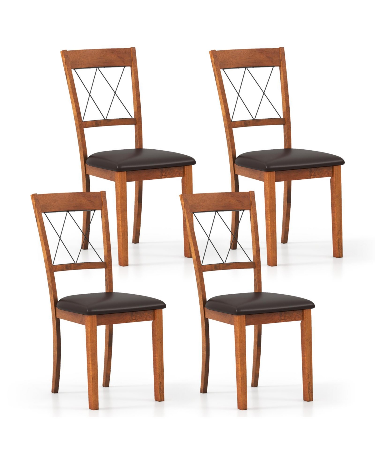 Click here for Gymax Dining Chair Set of 4 w/Rubber Wood Frame Pa... prices