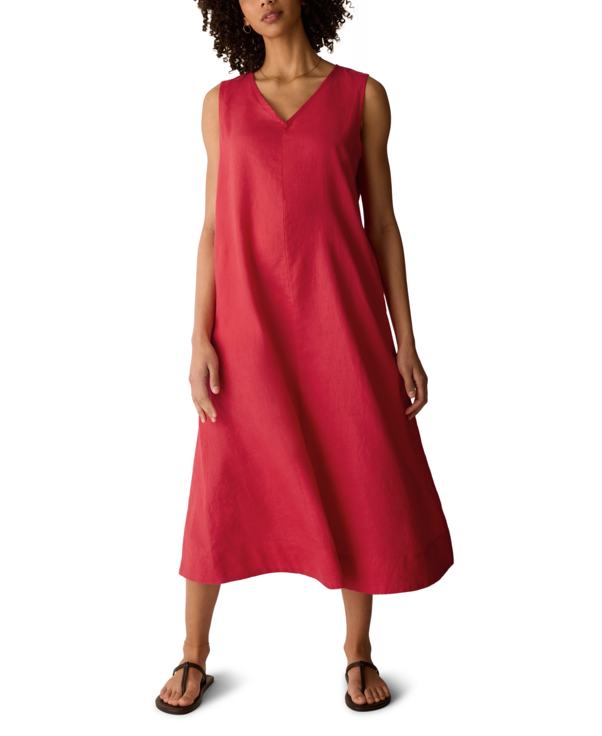 Click here for Eileen Fisher Womens Sleeveless V-Neck Dress - Gre... prices