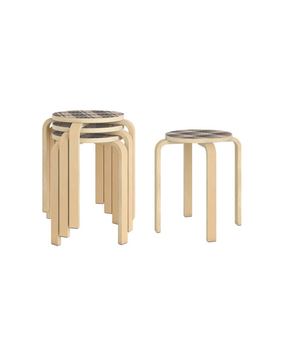 Click here for Gouun Set of 4 Stackable Bentwood Round-Top Stools... prices