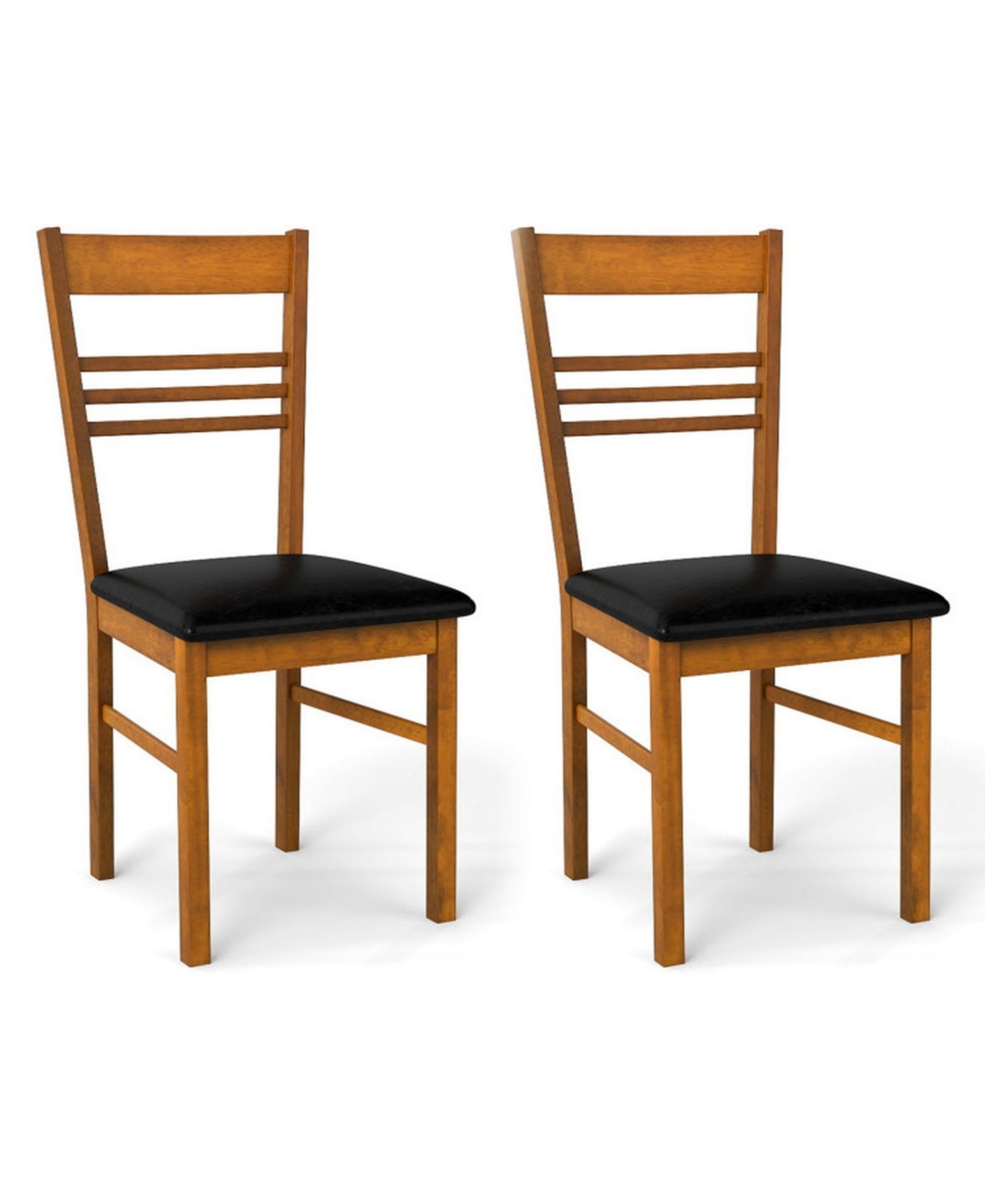 Click here for Gouun Set of 2 Slatted-Back Dining Chairs with Pu... prices