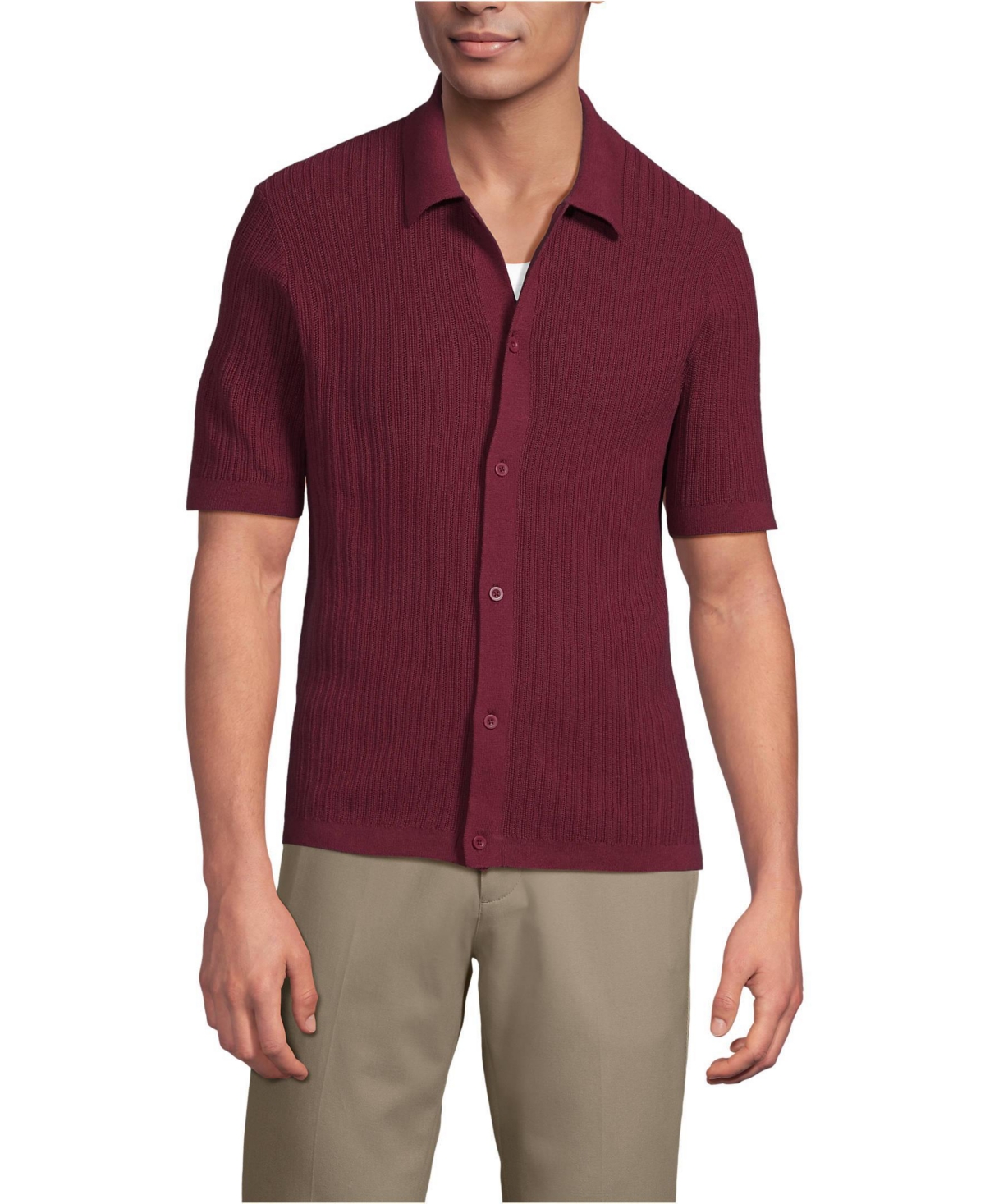 Click here for Lands End Mens Short Sleeve Lightweight Button Thr... prices