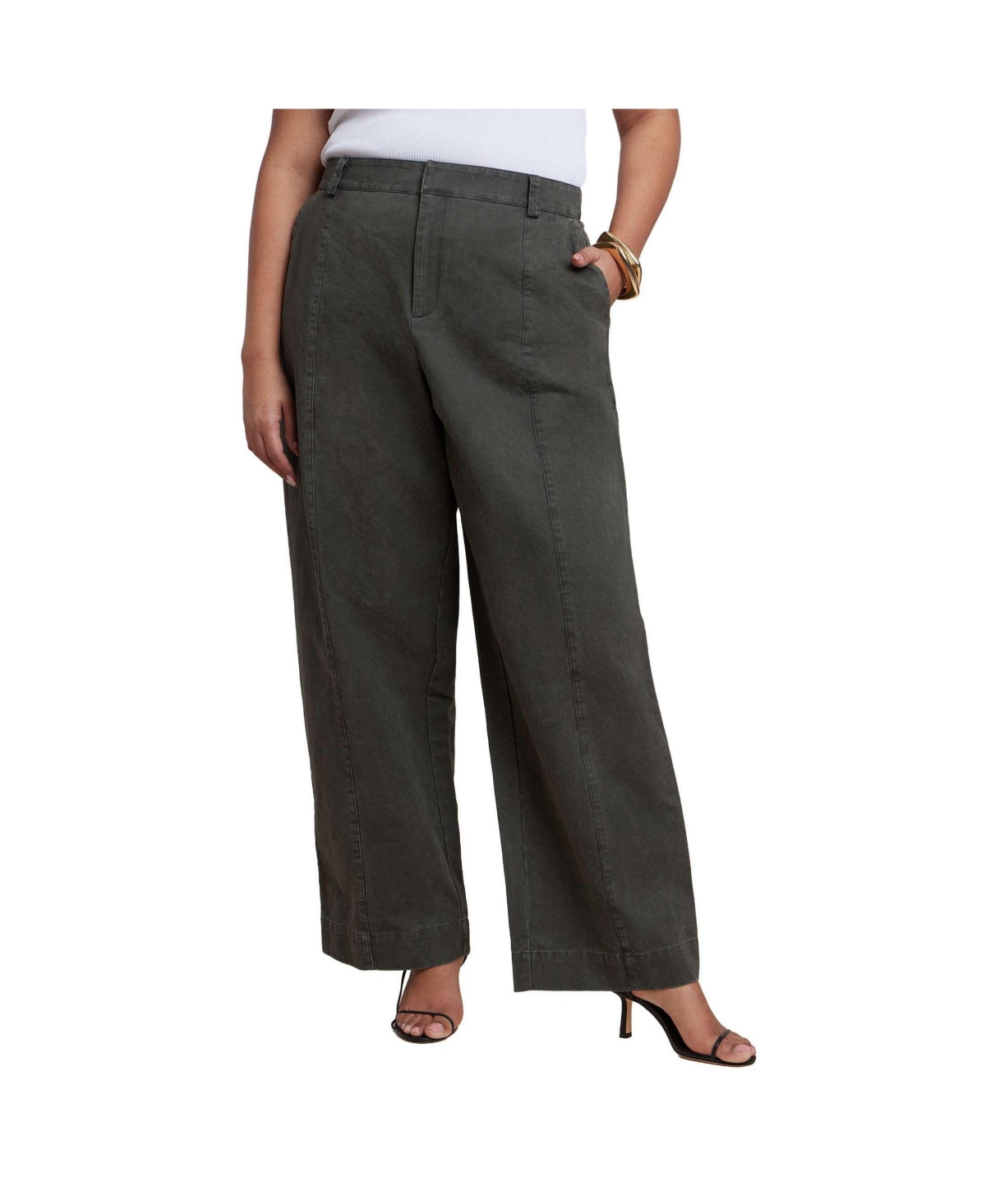 Click here for Eloquii Womens Plus Size Twill Straight Leg Pant -... prices