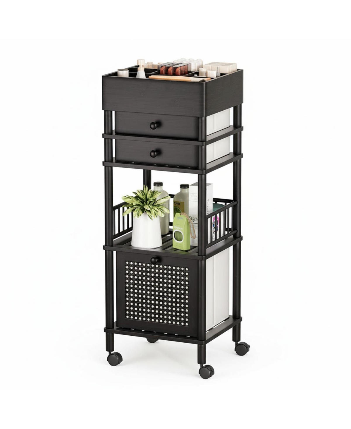 Click here for Yigii Bamboo Makeup Organizer Cart 3 Drawers Rolli... prices