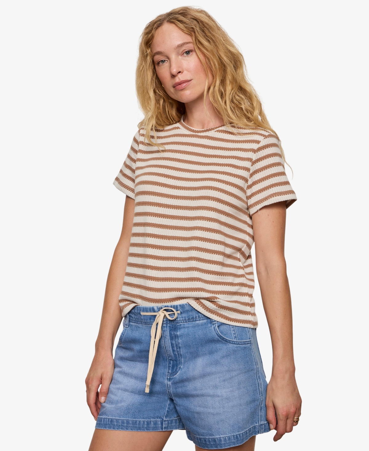 Click here for Sanctuary Womens Striped Crewneck Textured Tee - V... prices
