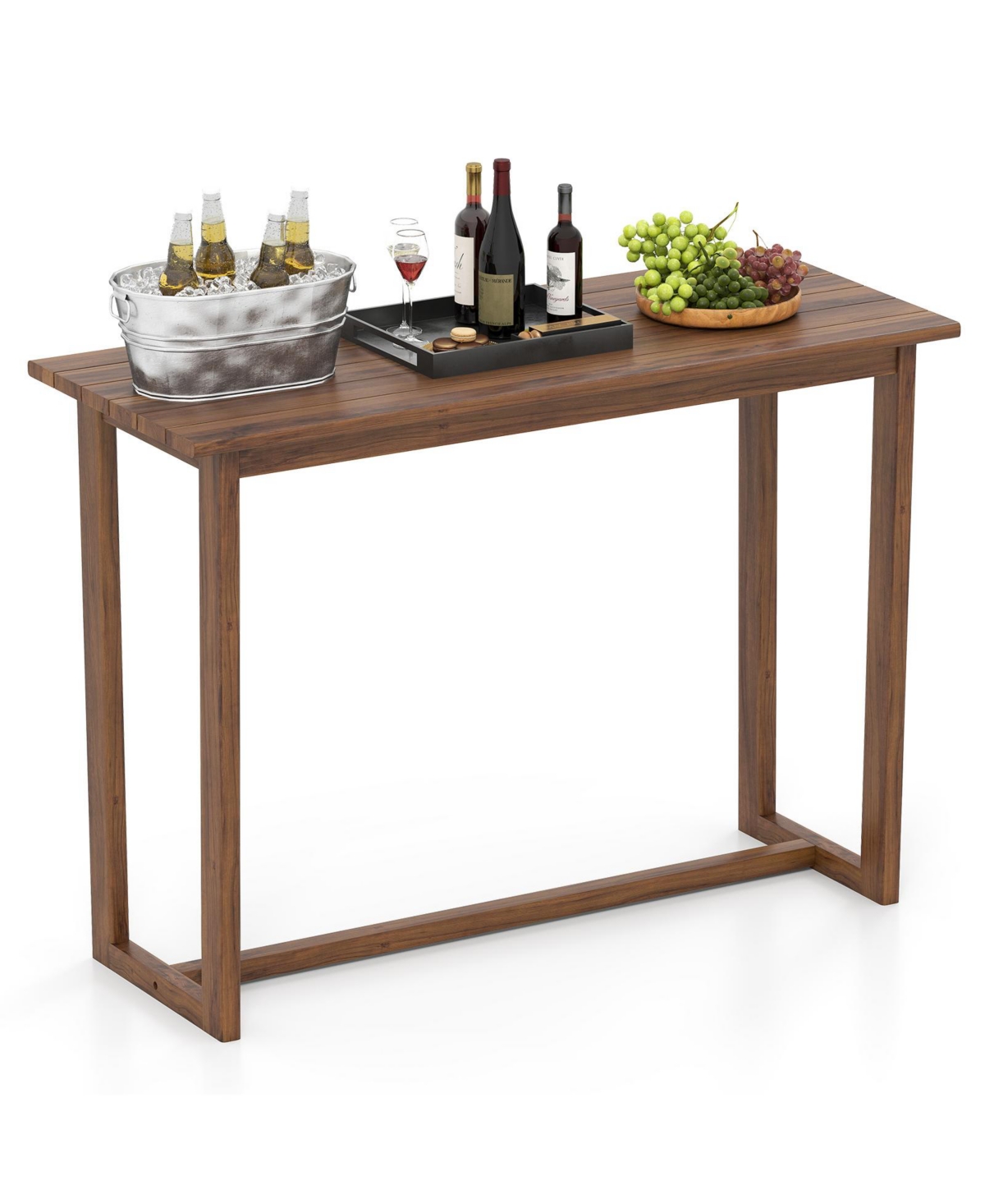 Click here for Sugift 59 in Outdoor Bar Table with Slatted Tablet... prices