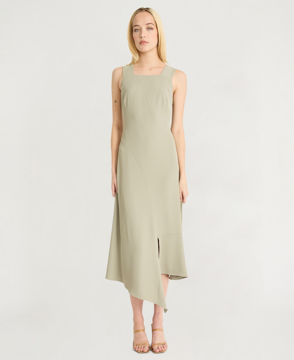 Click here for Luxely Womens Square Neck Midi Dress - Green prices