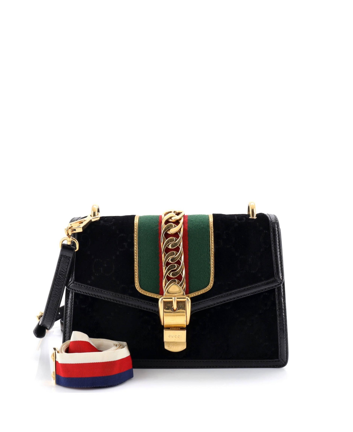 Click here for Pre-Owned Gucci Small Sylvie Shoulder Bag Gg Velve... prices