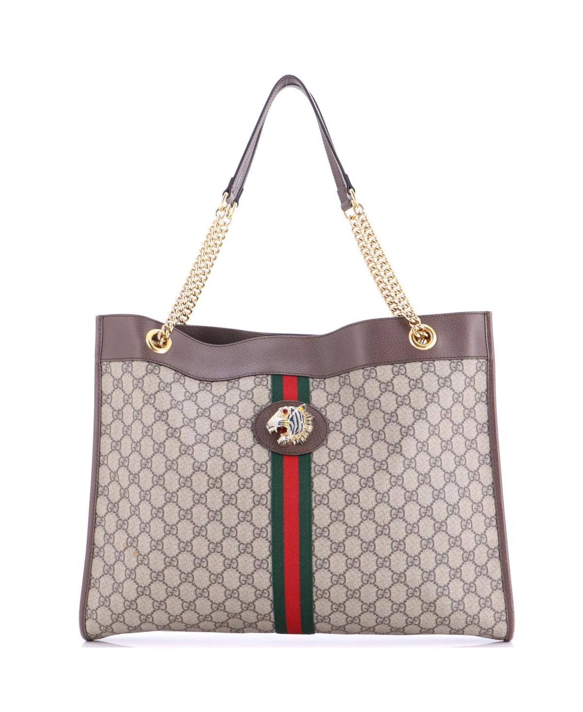 Click here for Pre-Owned Gucci Large Rajah Chain Tote Gg Coated C... prices