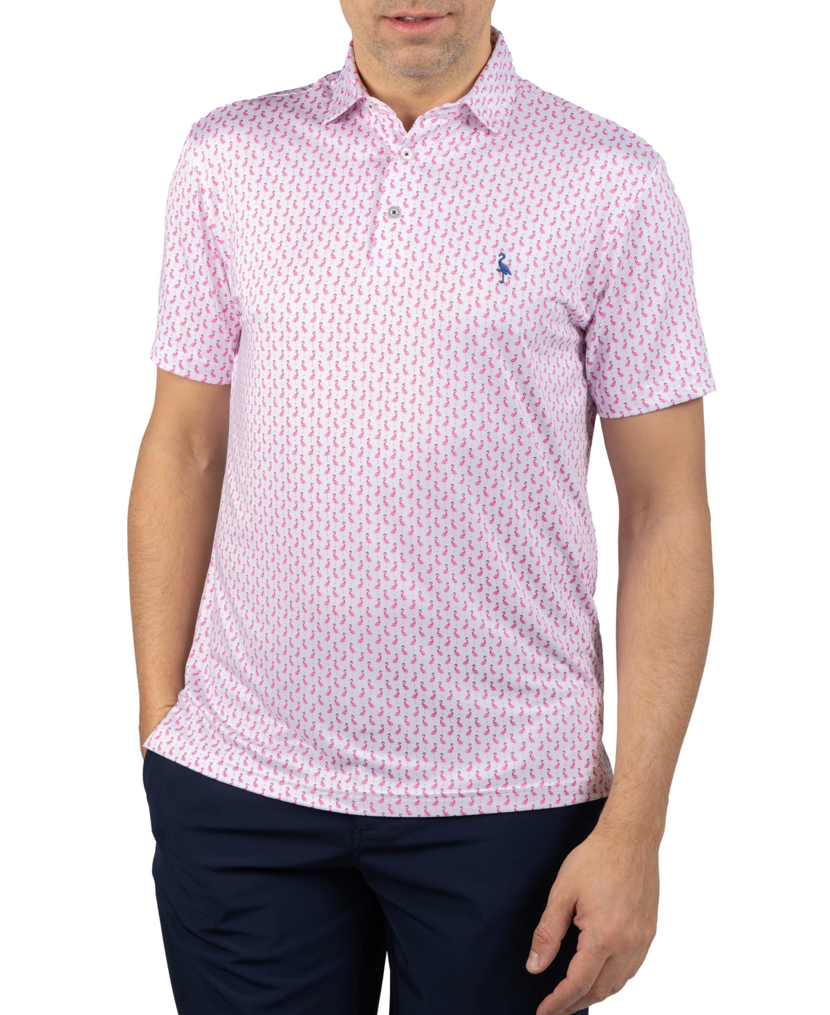 Click here for TailorByrd Mens Flamingos Printed Performance Polo... prices