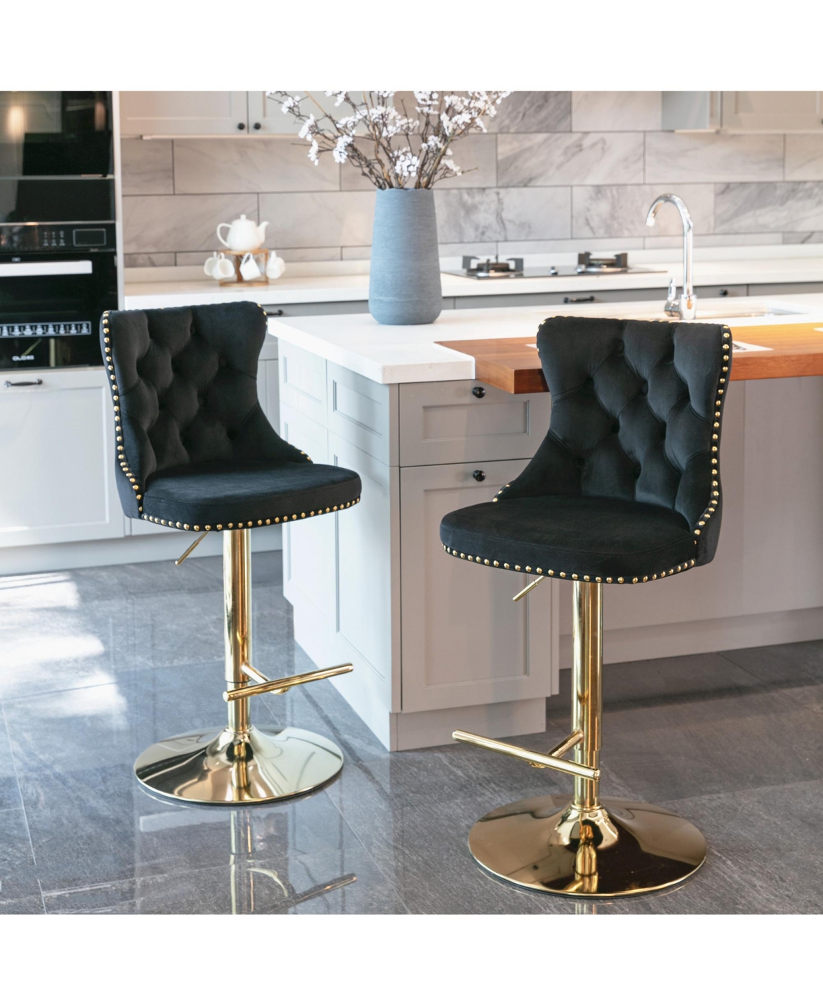 Click here for Rainsken Velvet Swivel Bar Stools Set of 2  Adjust... prices
