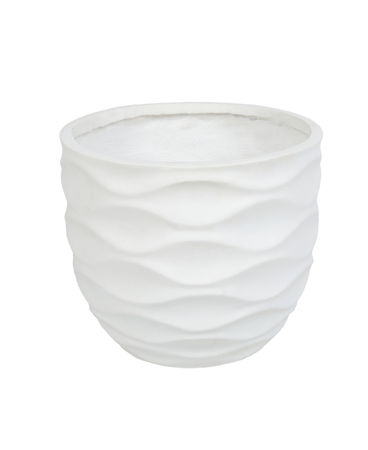 Click here for LuxenHome 17.4-Inch Round Waves MgO Planter  White... prices