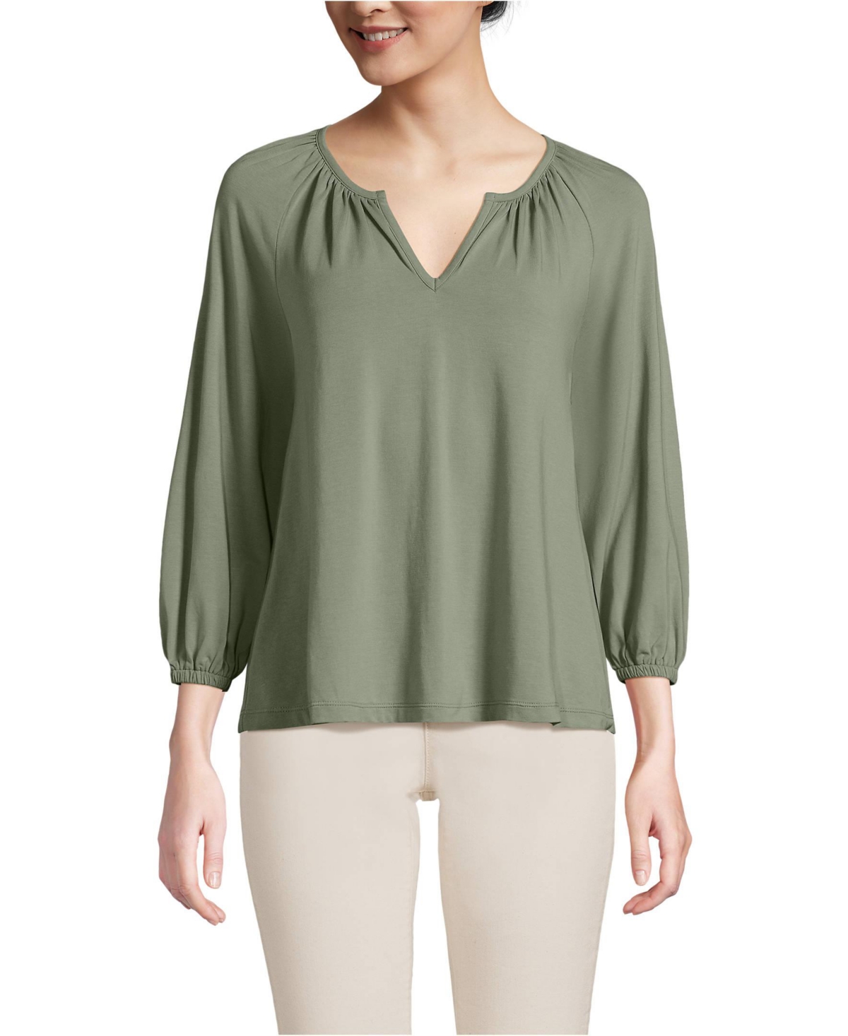 Click here for Lands End Womens Lightweight Jersey 3/4 Sleeve Not... prices