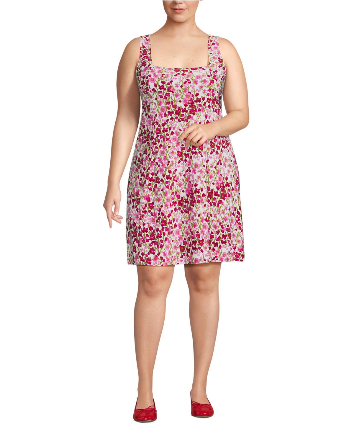 Click here for Lands End Plus Size Silky Knit Mini Shift Dress -... prices