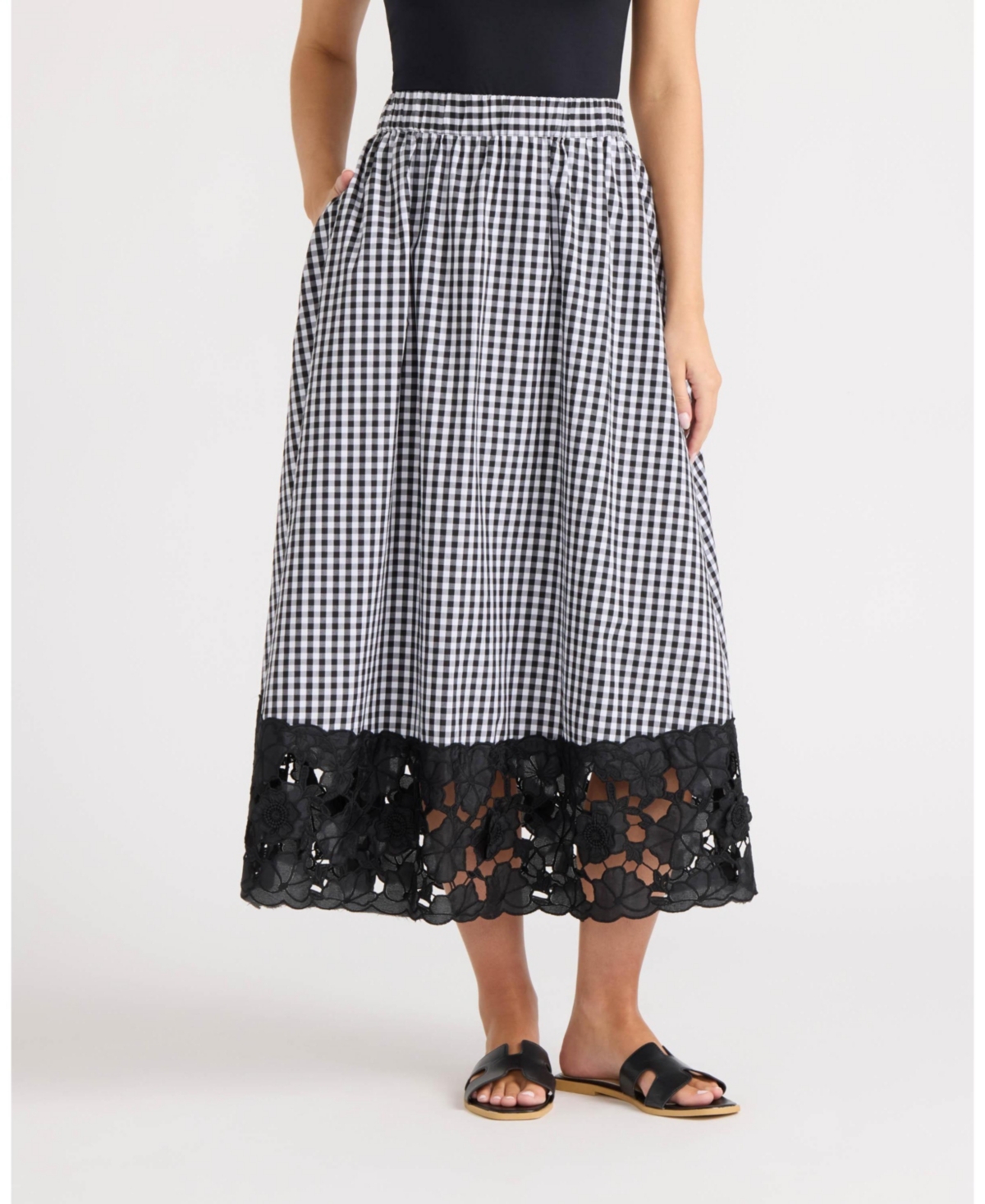 Click here for Ellen Tracy Womens Pull-On Maxi Skirt with 3D Lace... prices