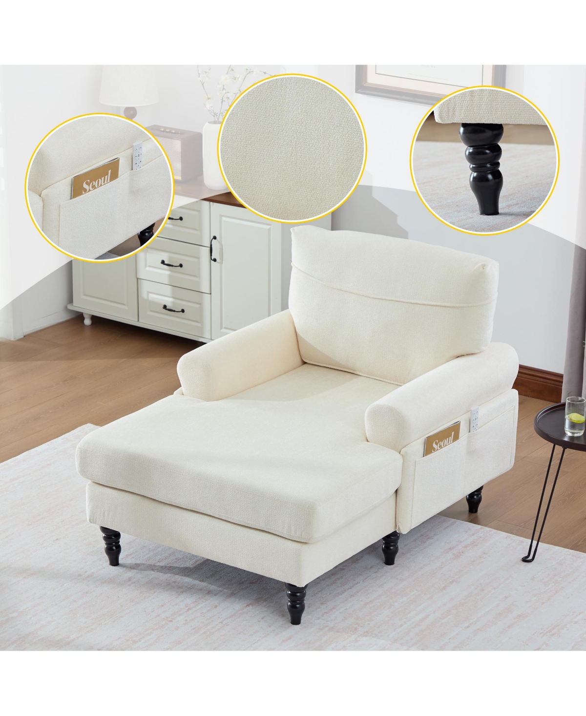 Click here for Rainsken Oversized Chaise Lounge Chair  Chenille L... prices