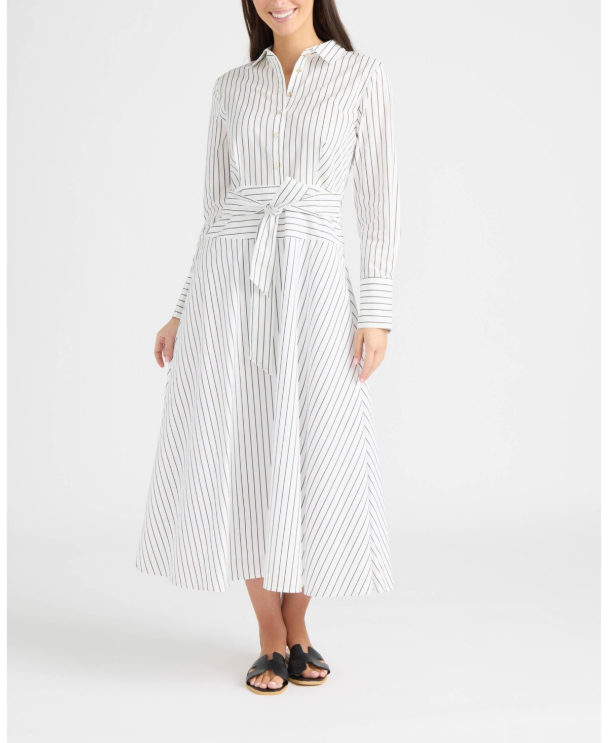 Click here for Ellen Tracy Womens Belted Flared Shirt Dress - Whi... prices