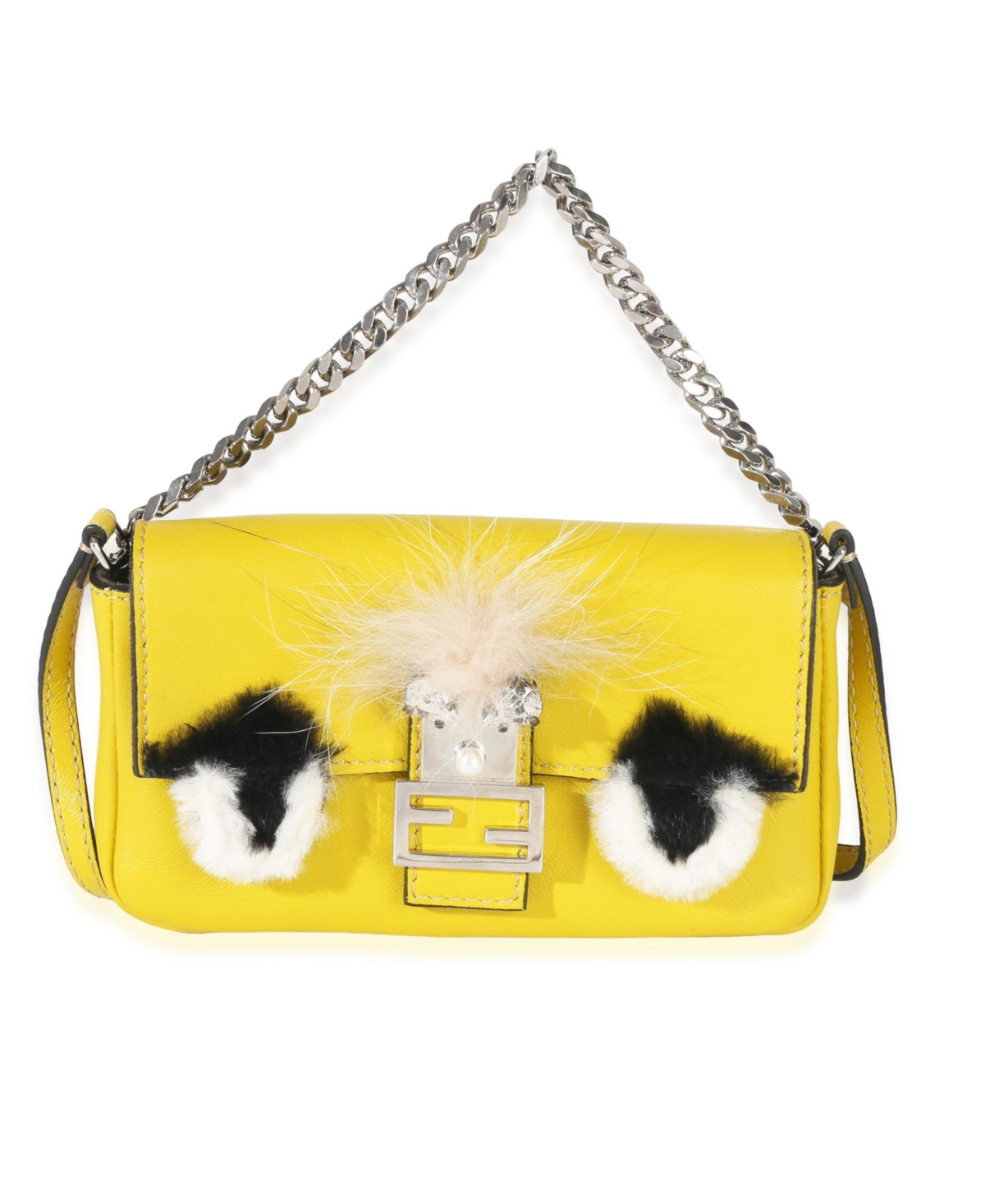 Click here for Pre-Owned Fendi Yellow Leather Fox Fur Buggie Micr... prices