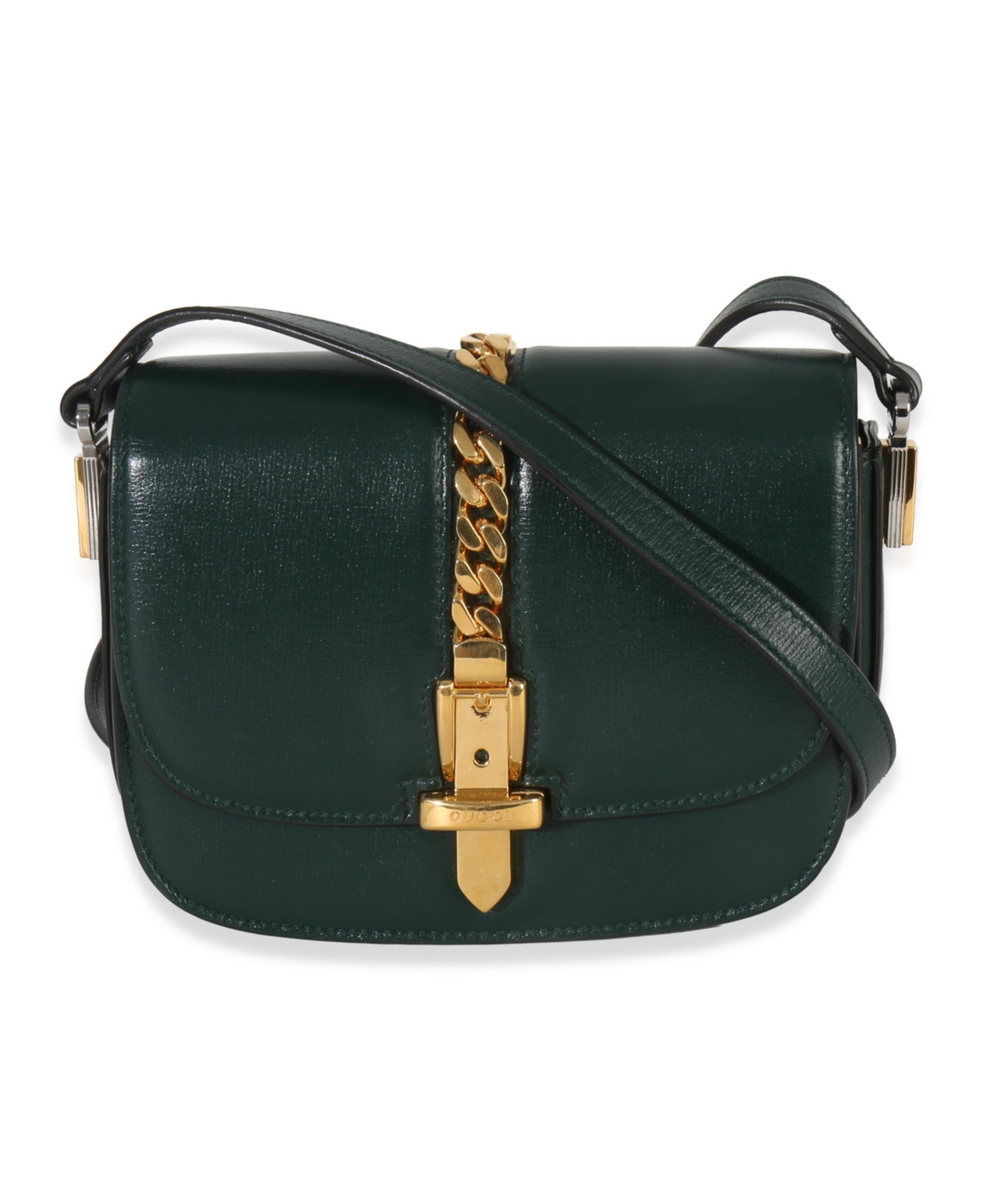 Click here for Pre-Owned Gucci Dark Green Calfskin Mini Sylvie 19... prices