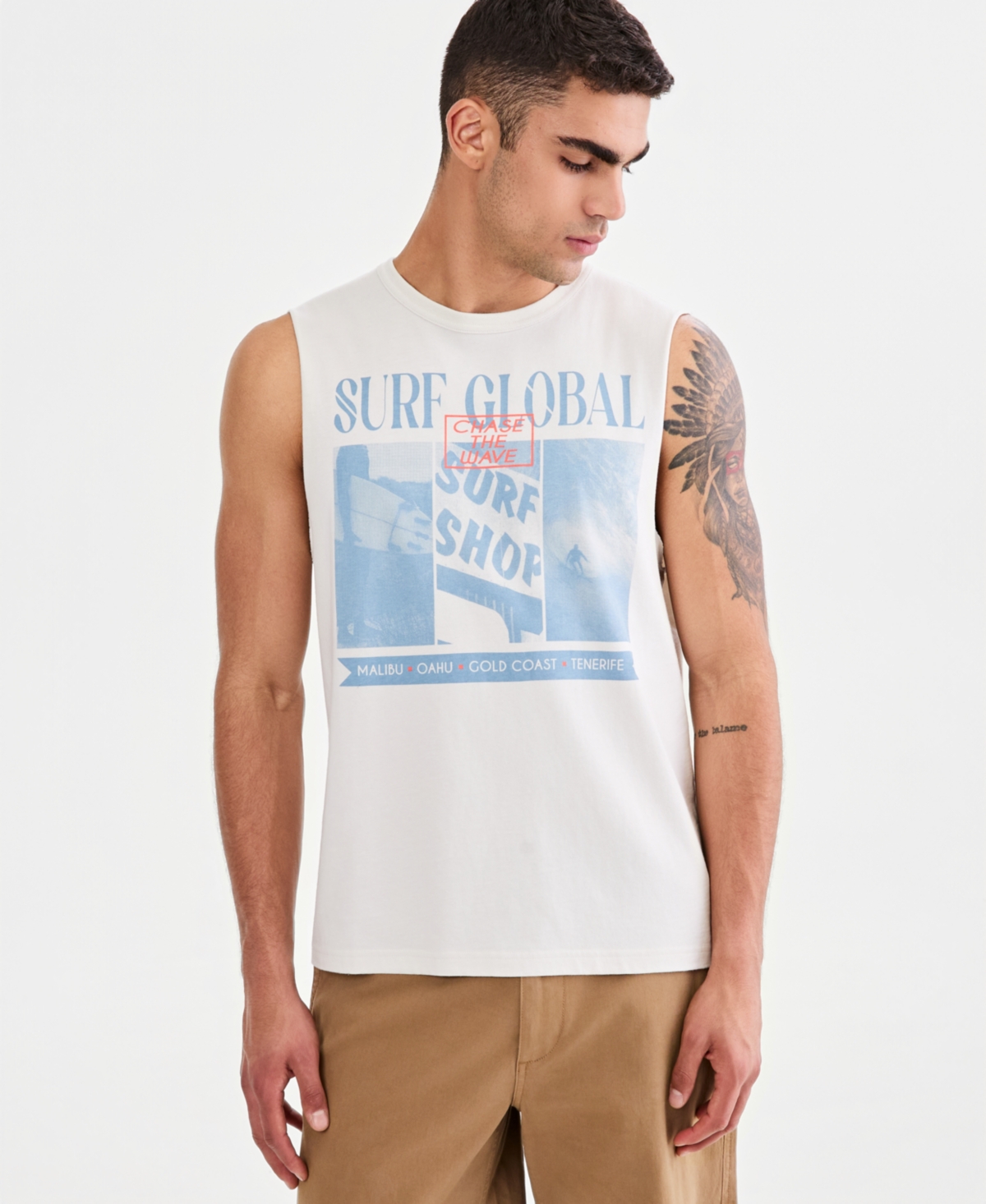 Click here for Sun + Stone Mens Cotton Surf Global Graphic Tank T... prices