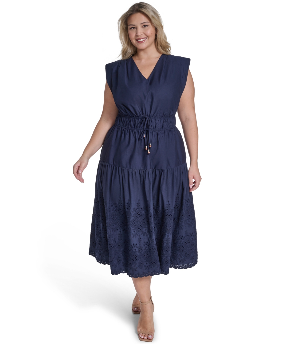 Click here for Eliza J Plus Size Embroidered V-Neck Midi Dress -... prices