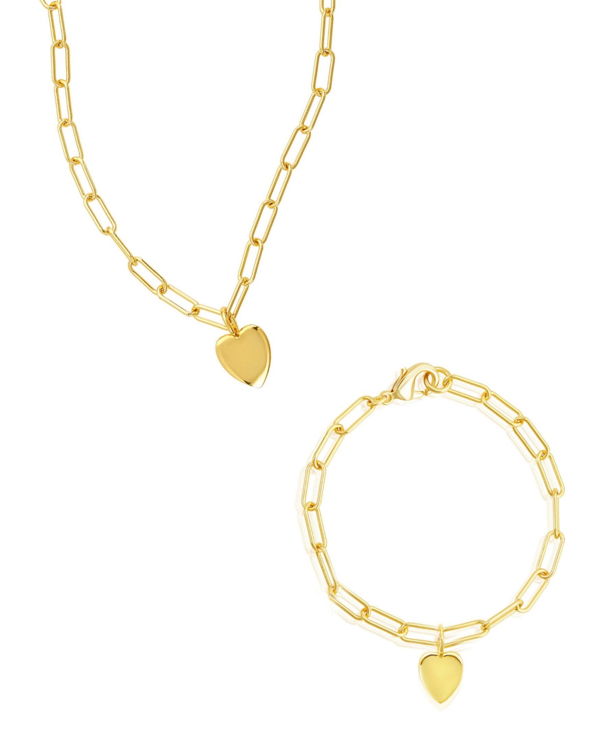 Click here for Adornia Gold 2-Piece Paperclip Heart Chain Necklac... prices