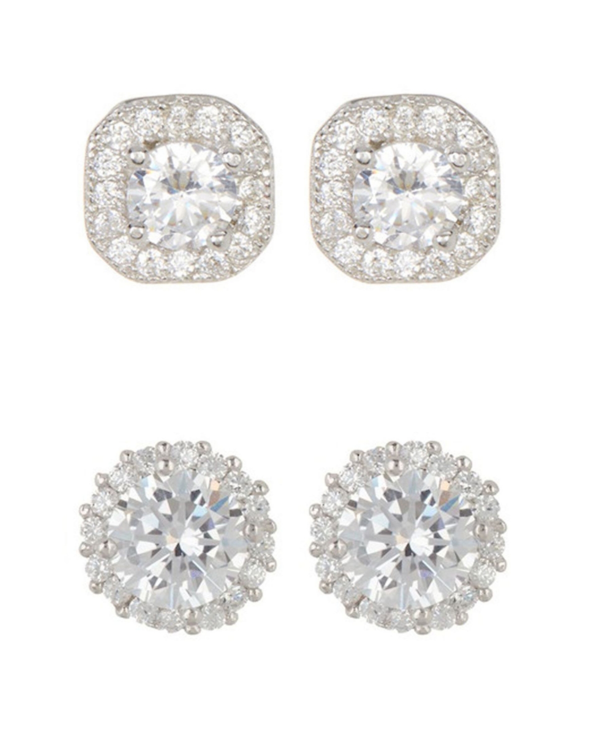 Click here for Adornia Silver 2-Piece Halo Stud Earrings Set - Si... prices