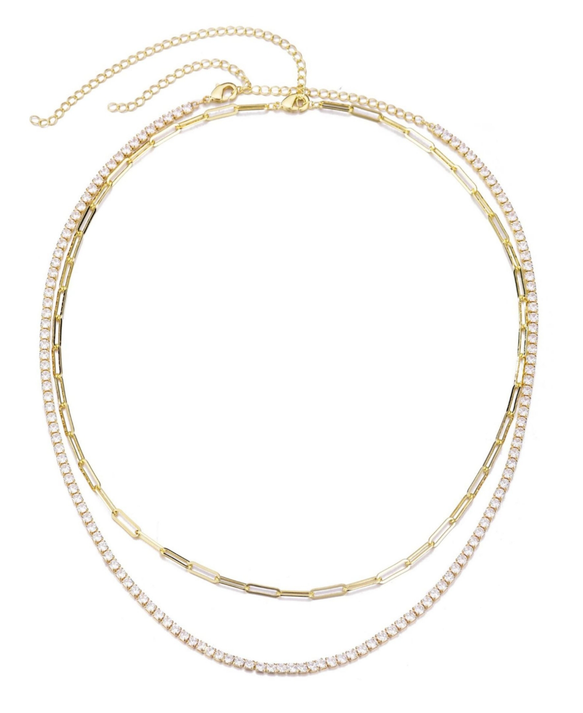 Click here for Adornia Gold 2-Piece Tennis and Paperclip Necklace... prices