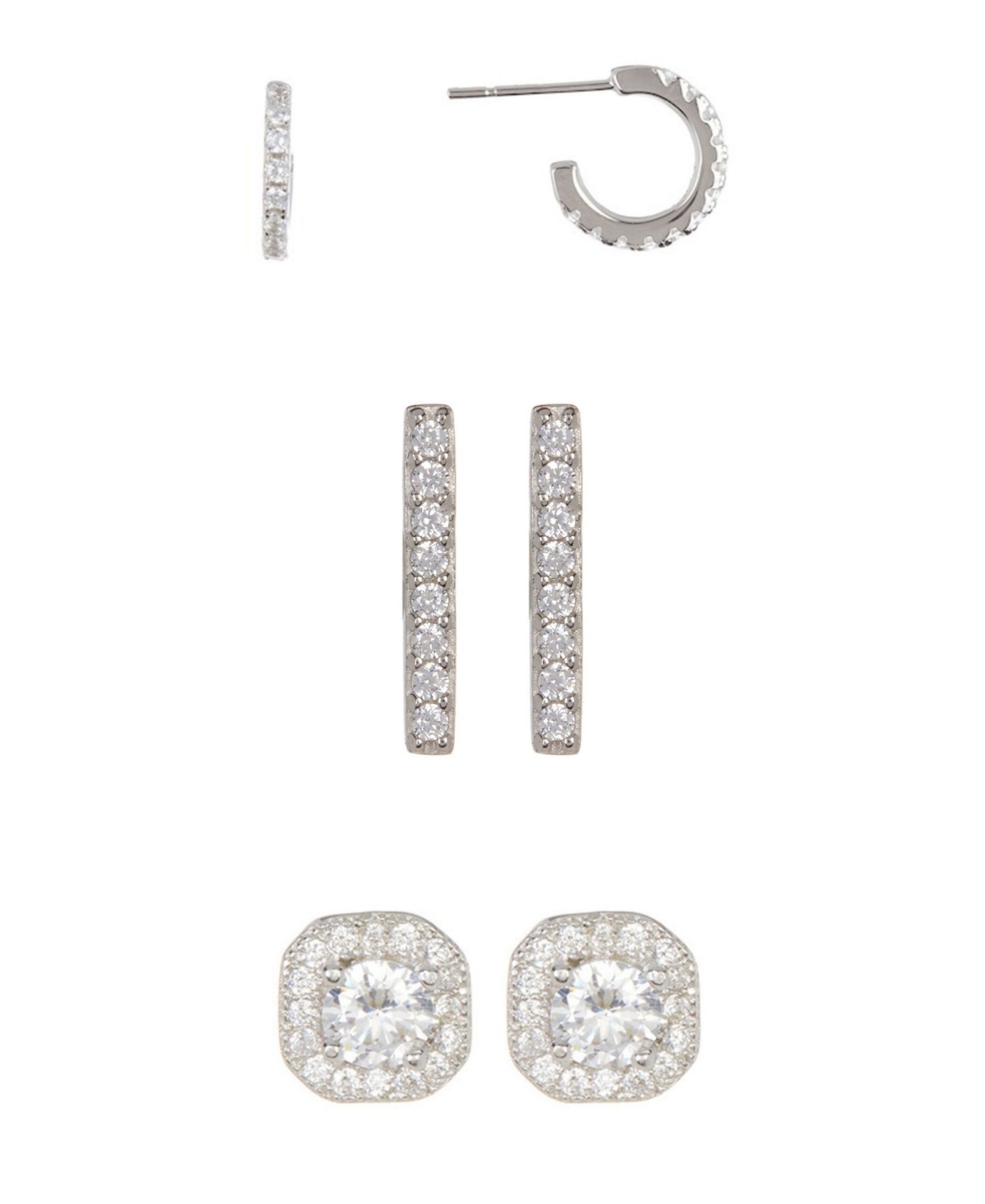 Click here for Adornia Silver 3-Piece Huggie and Stud Earring Set... prices