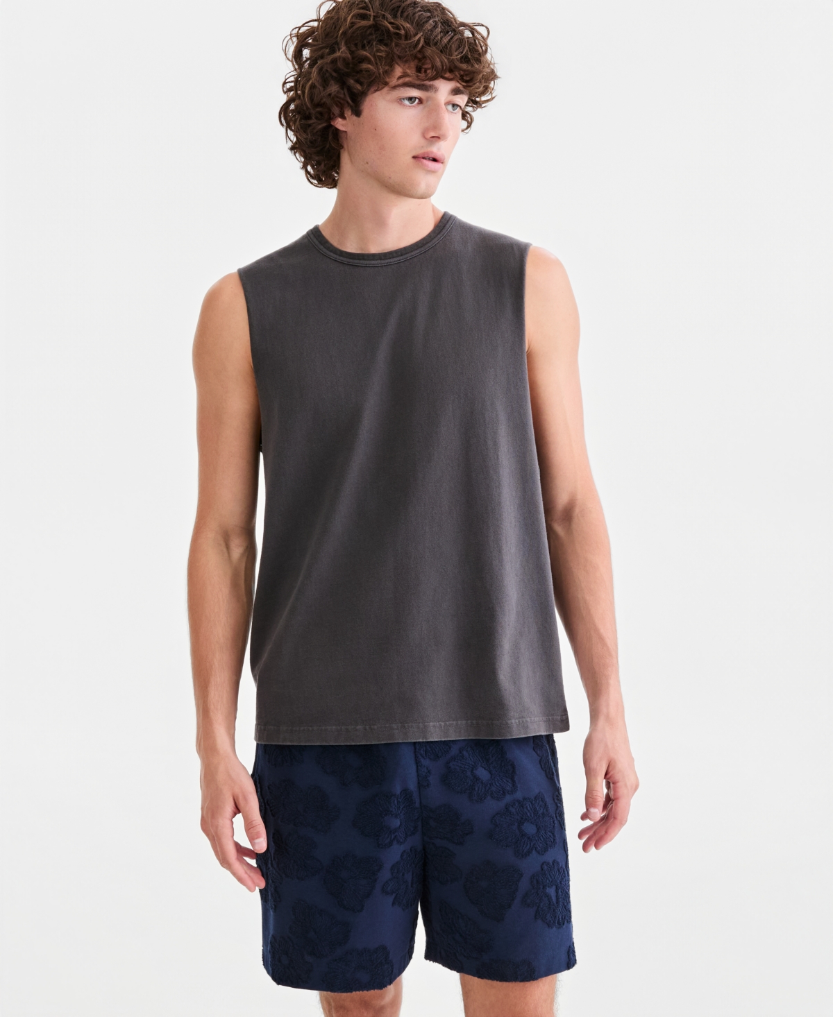 Click here for Sun + Stone Mens Cotton Washed Solid-Color Muscle... prices