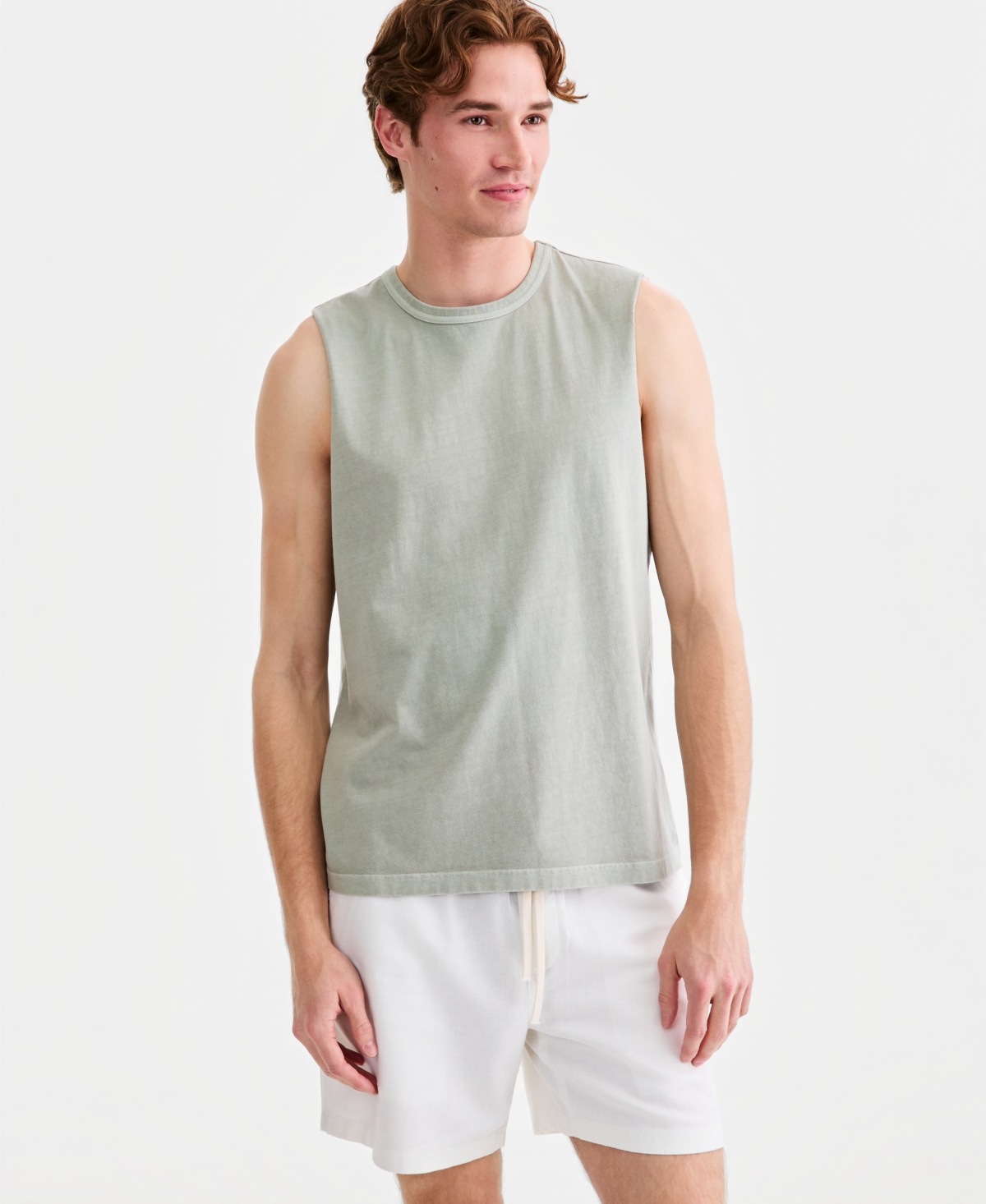 Click here for Sun + Stone Mens Cotton Washed Solid-Color Muscle... prices