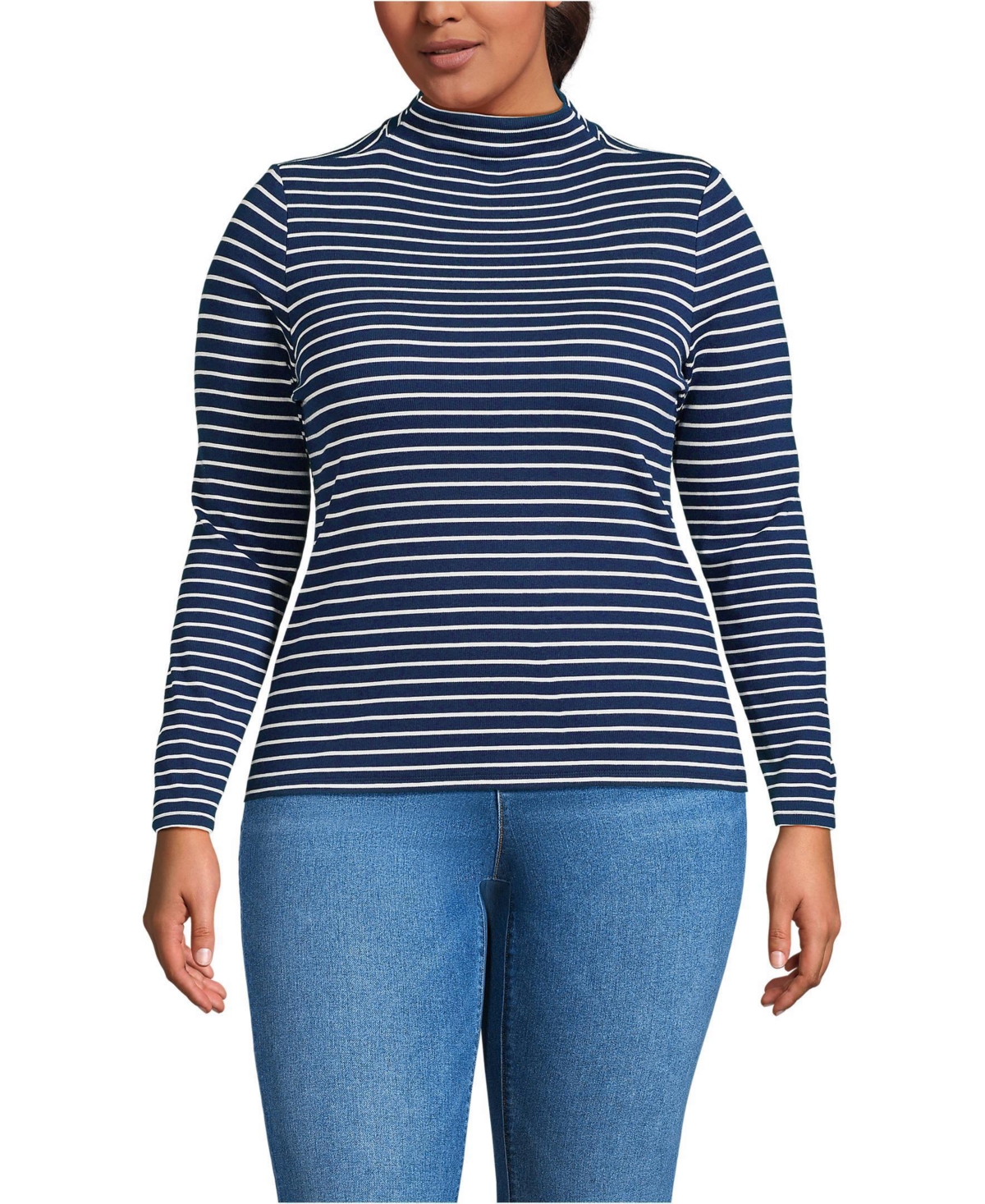 Click here for Lands End Plus Size Drapey Rib Skimming Long Sleev... prices
