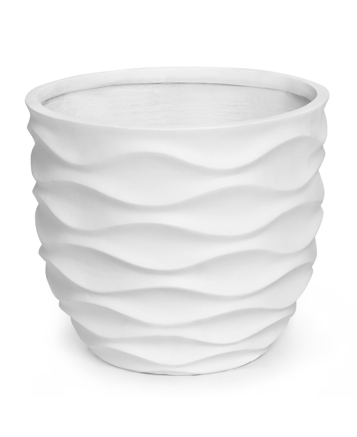 Click here for LuxenHome 13.4-Inch Round Waves MgO Planter - Whit... prices