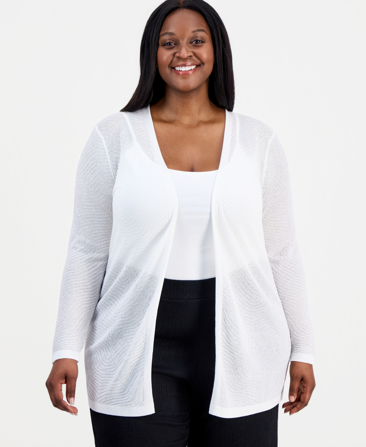 Click here for Anne Klein Plus Size Semi-Sheer Textured-Pattern C... prices