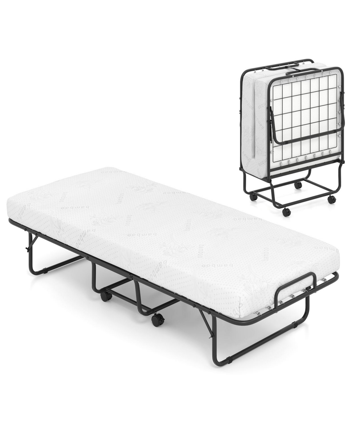 Click here for Gouun Cot Size Folding Bed Frame with Memory Foam... prices